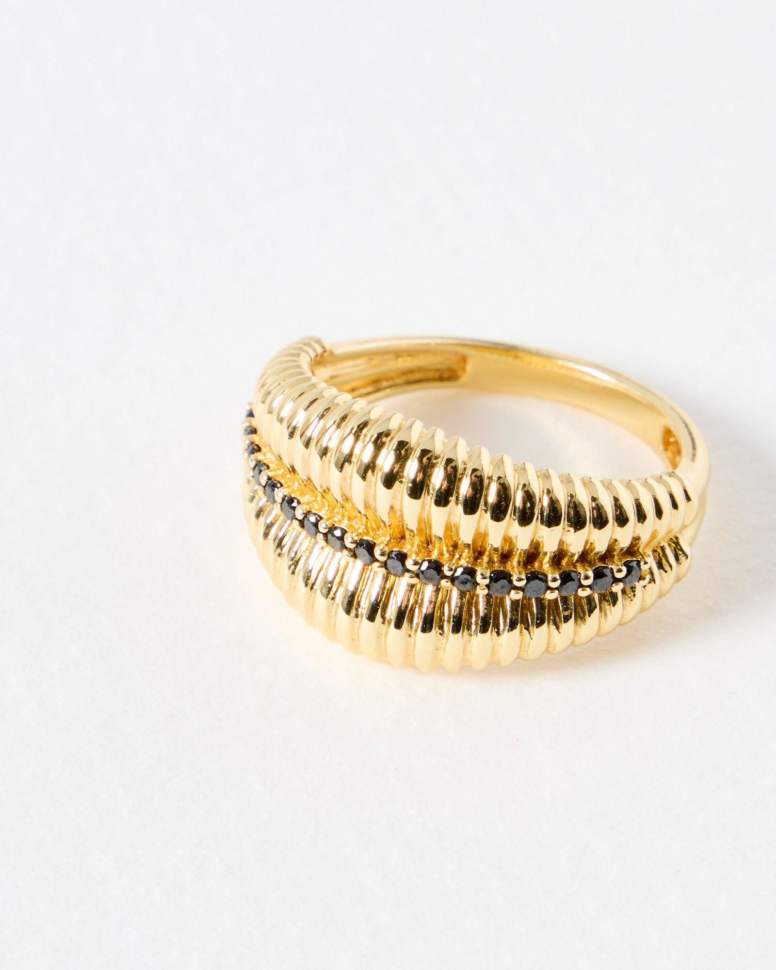 OLIVER BONAS Celeste Stone Ridged Texture Chunky Ring in Gold | endource