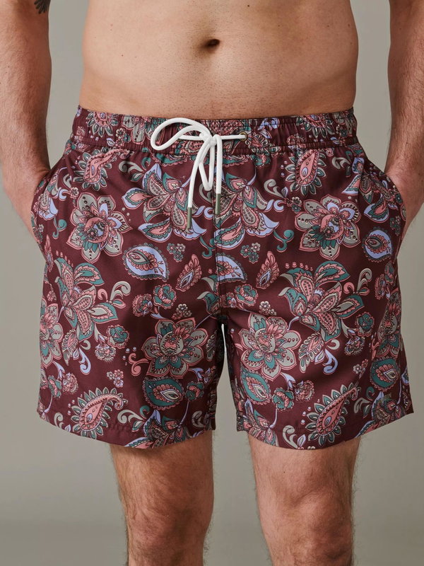 AUBIN Bardney Paisley Swim Shorts, Brown | endource