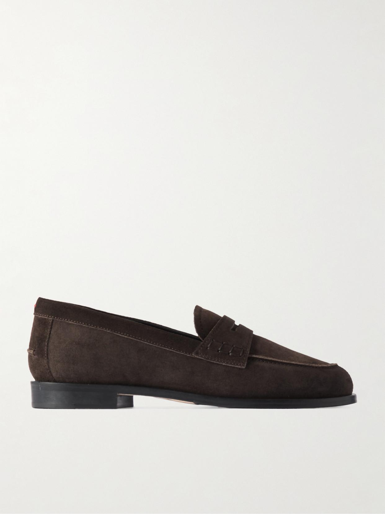 AEYDE Oscar Suede Loafers in Brown | endource