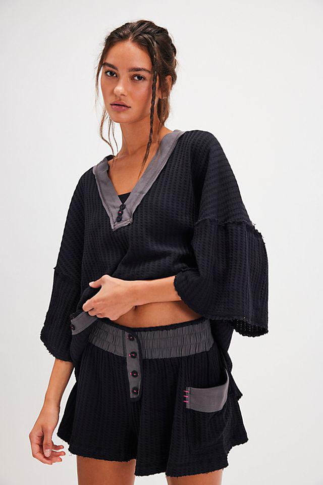 FREE PEOPLE Intimately - Happy Mix Thermal Boxers in Raven Combo | endource
