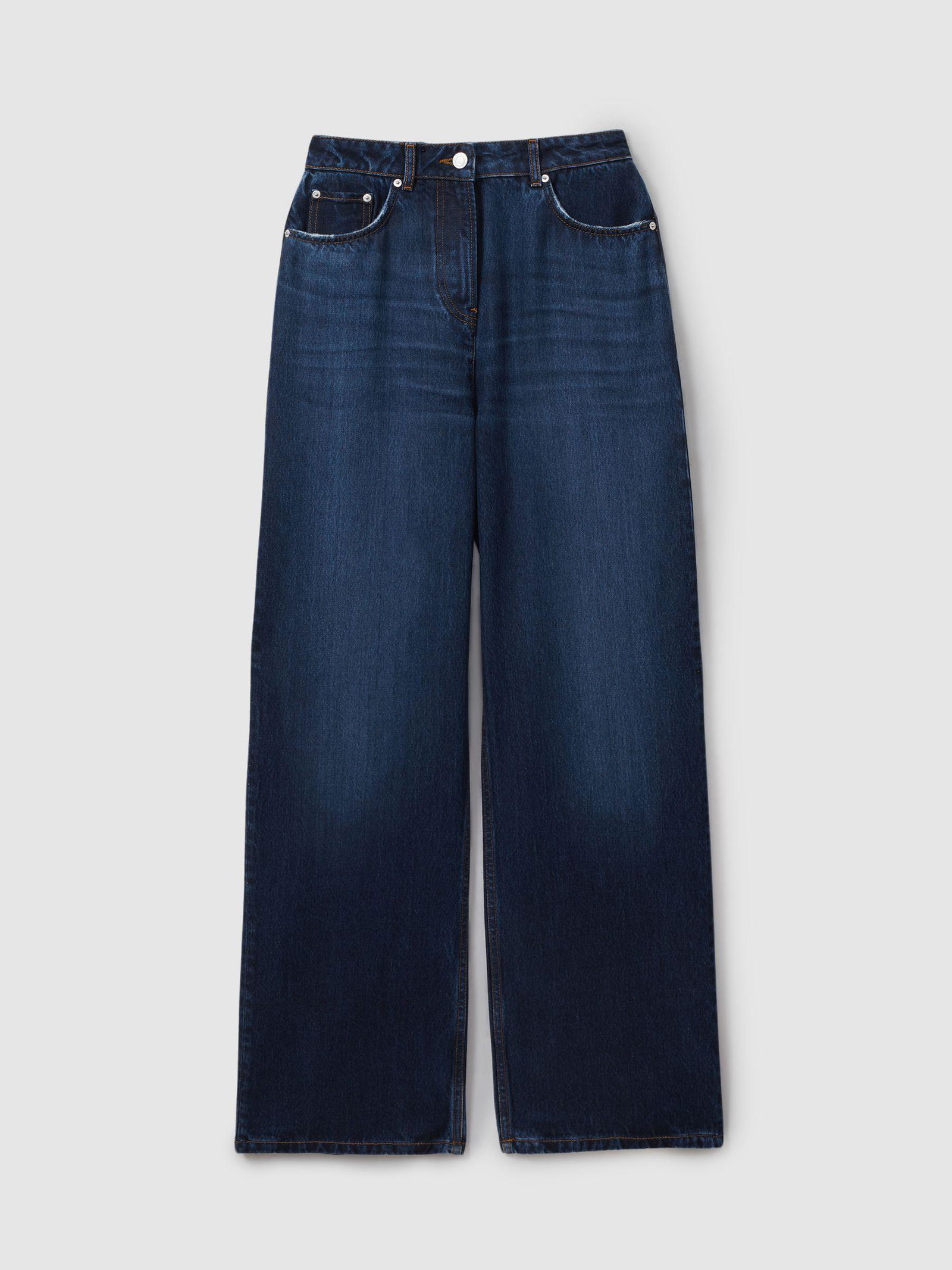 REISS Lyle Lightweight Relaxed Leg Jeans in Dark Blue | Endource