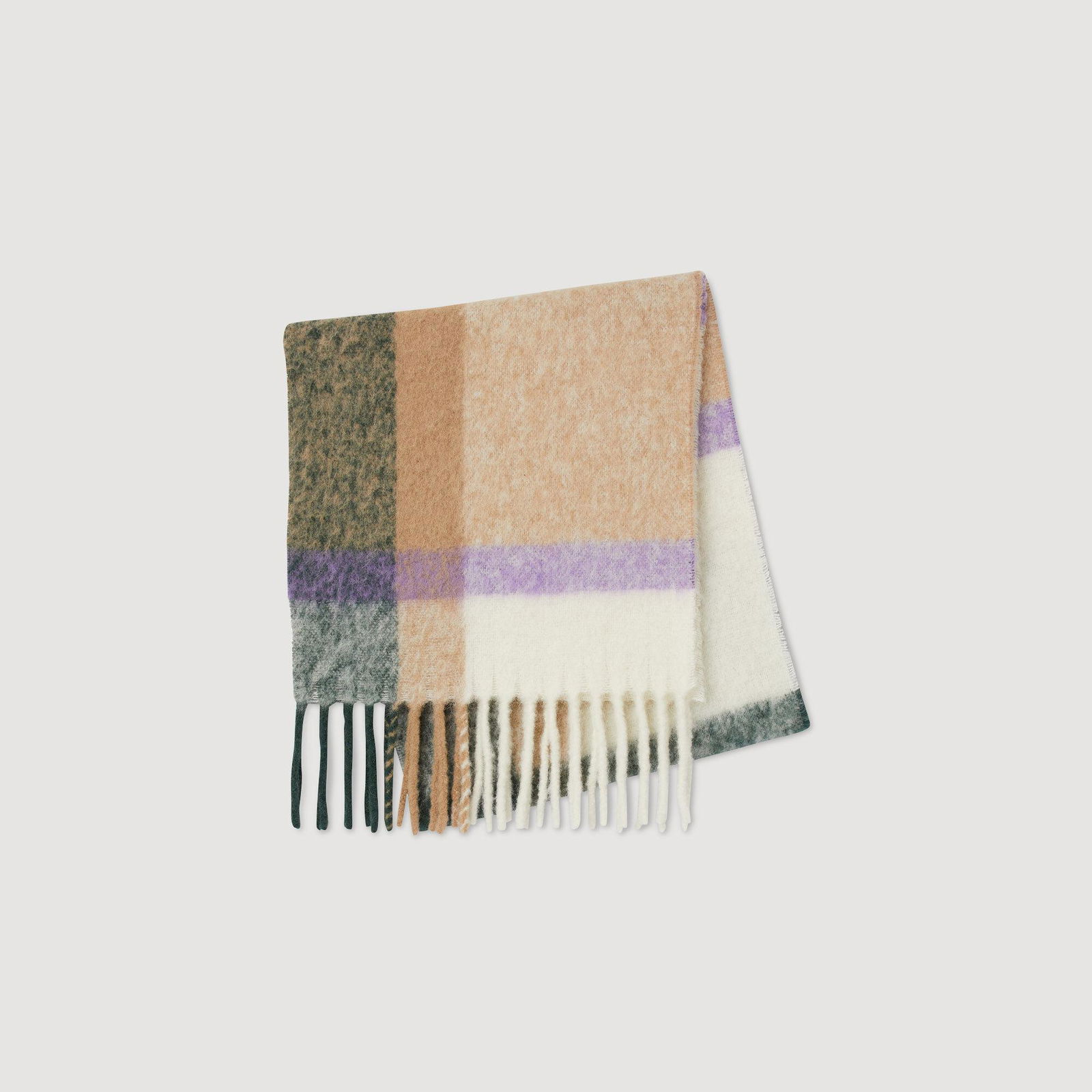 SANDRO Checked Scarf in Multi-Color | endource