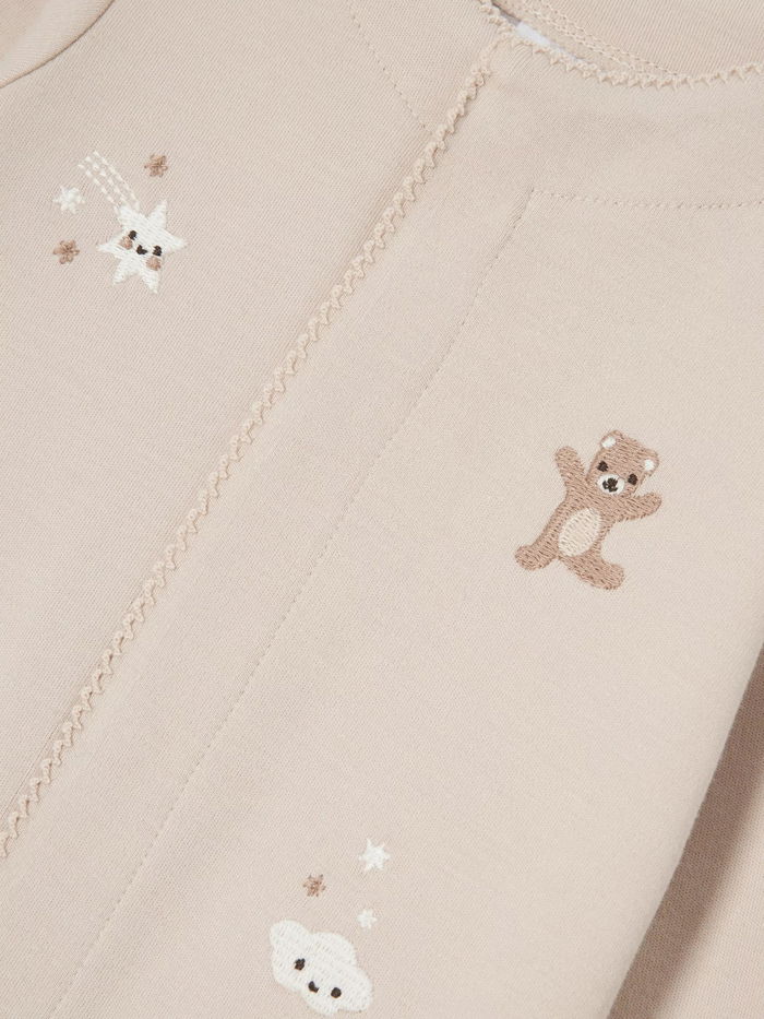 JOHN LEWIS Baby Teddy Pima Cotton Sleepsuit, Natural | endource