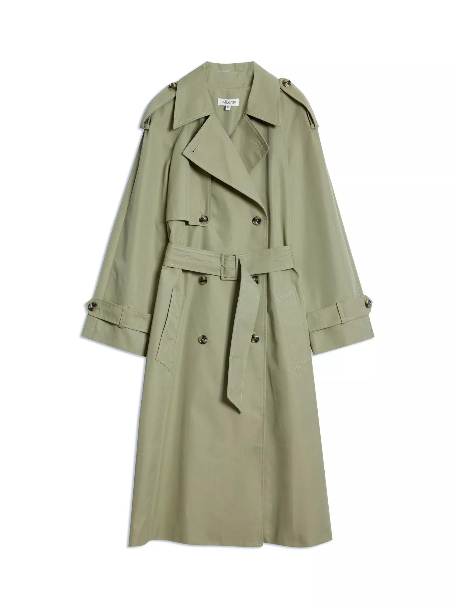 ALBARAY Classic Double Breasted Trench Coat in Khaki | endource