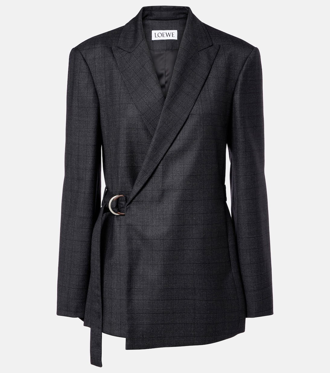 LOEWE Prince Of Wales Check Wool Wrap Blazer | endource