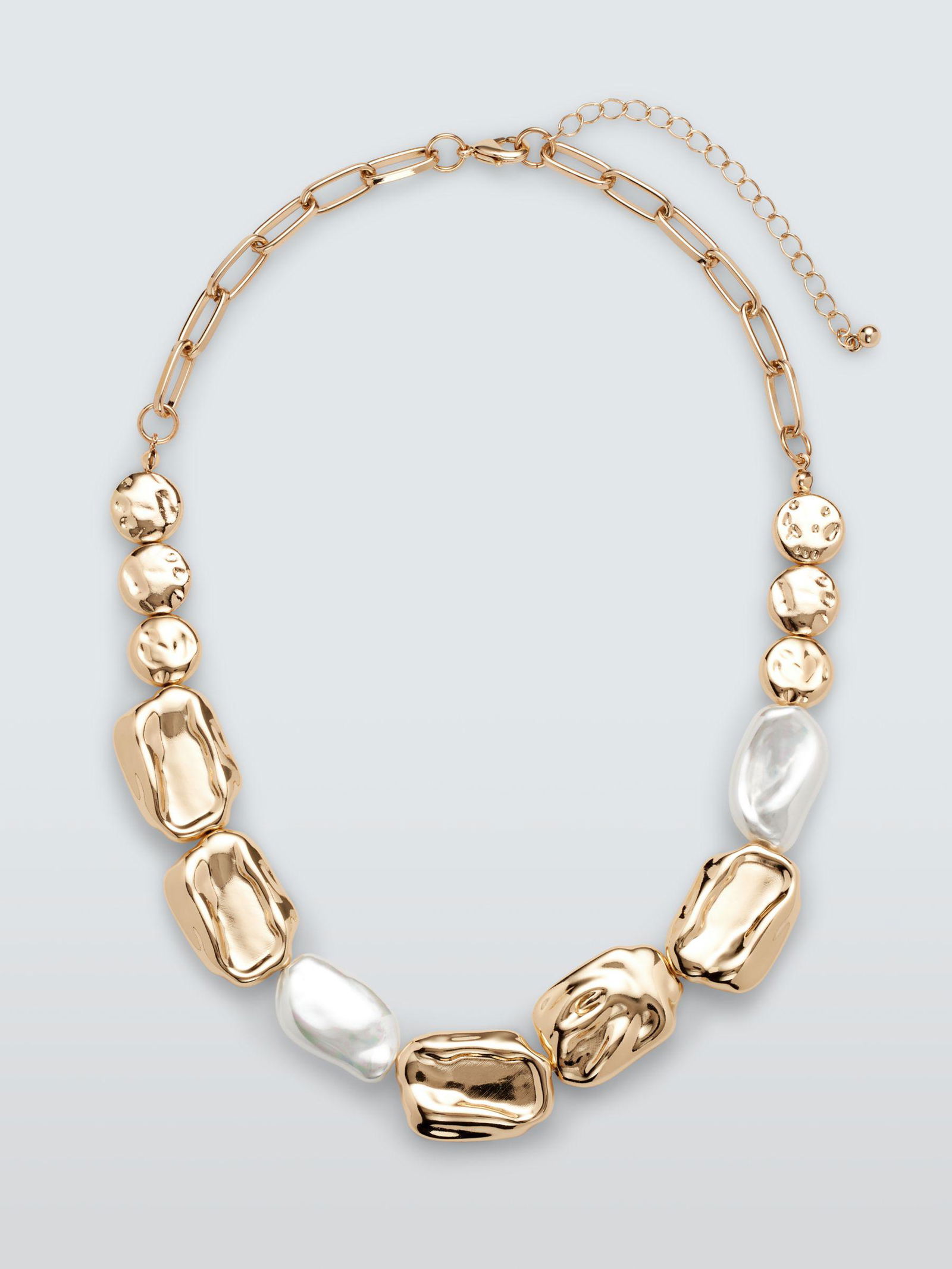 JOHN LEWIS Molten And Irregular Faux Pearl Statement Necklace in Gold | endource