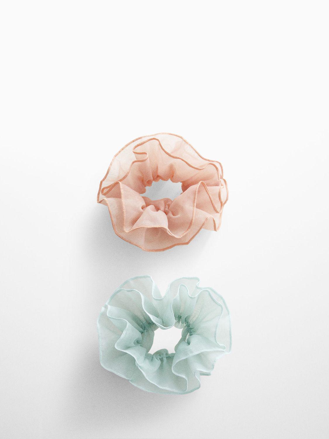MANGO Medusa Sheer Maxi Scrunchies, Pack of 2 in Pale Pink/Pale Green ...