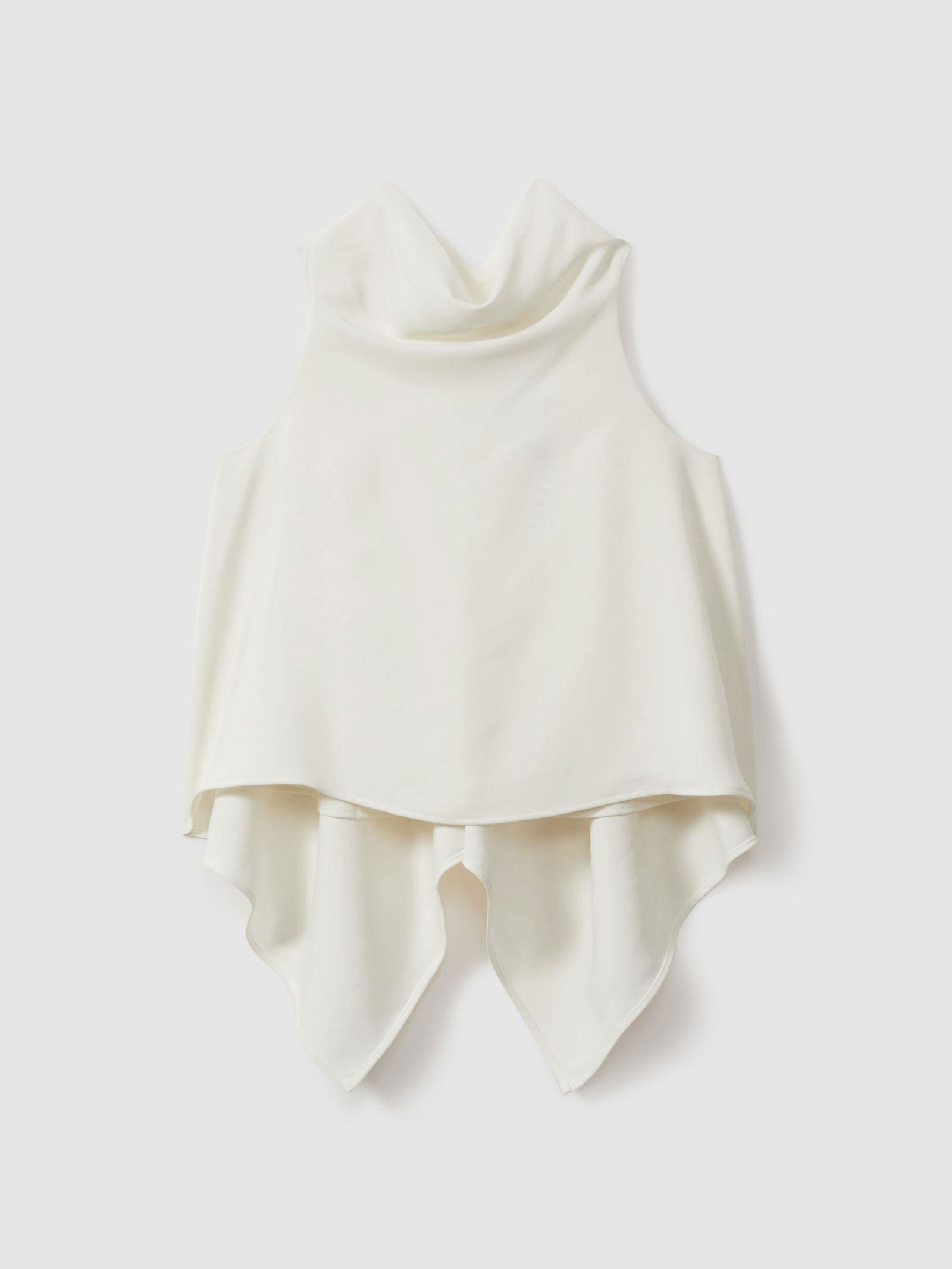REISS Simone Split Back Cowl Neck Top in Ivory | endource
