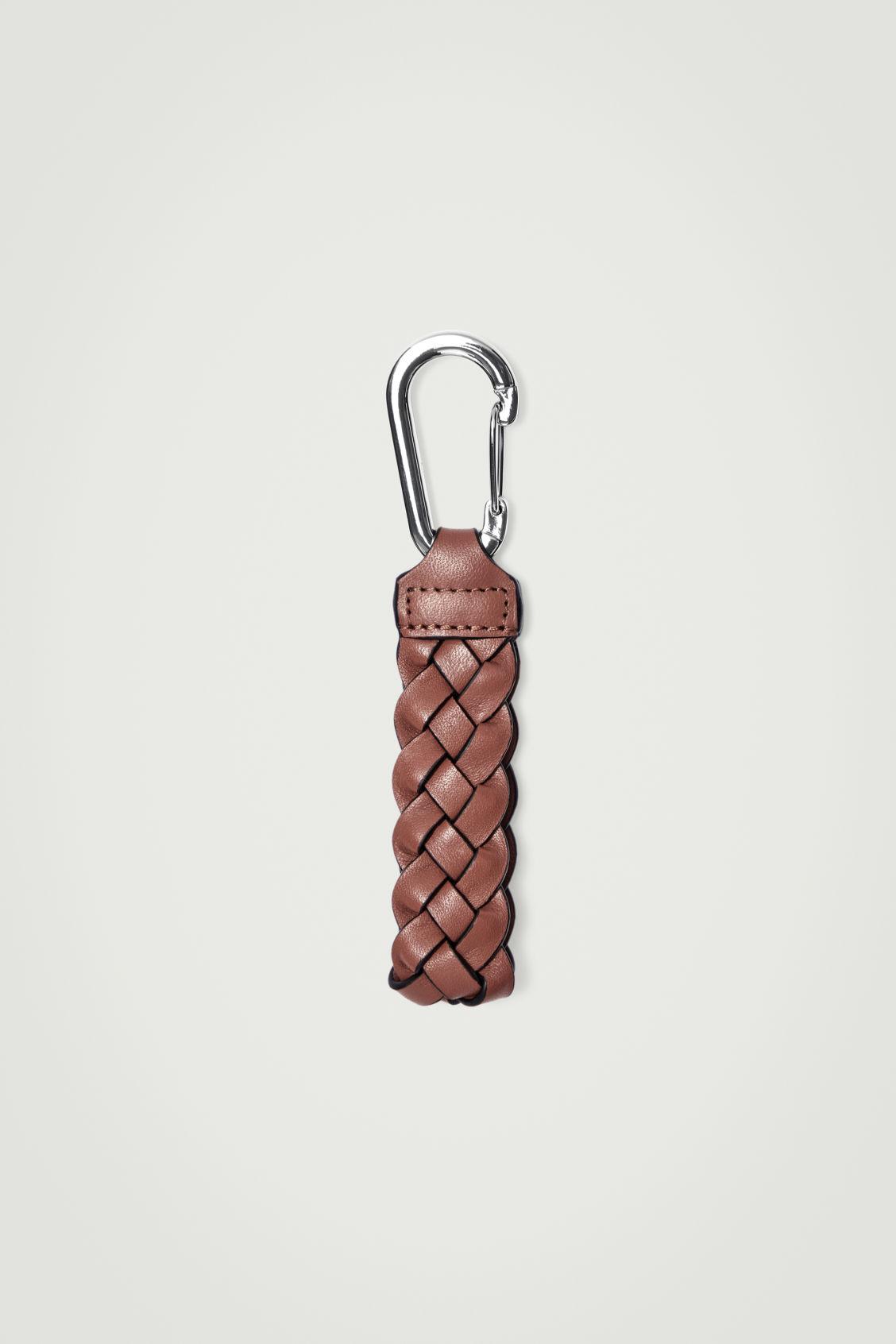 COS Braided Leather Key Fob in BROWN | endource