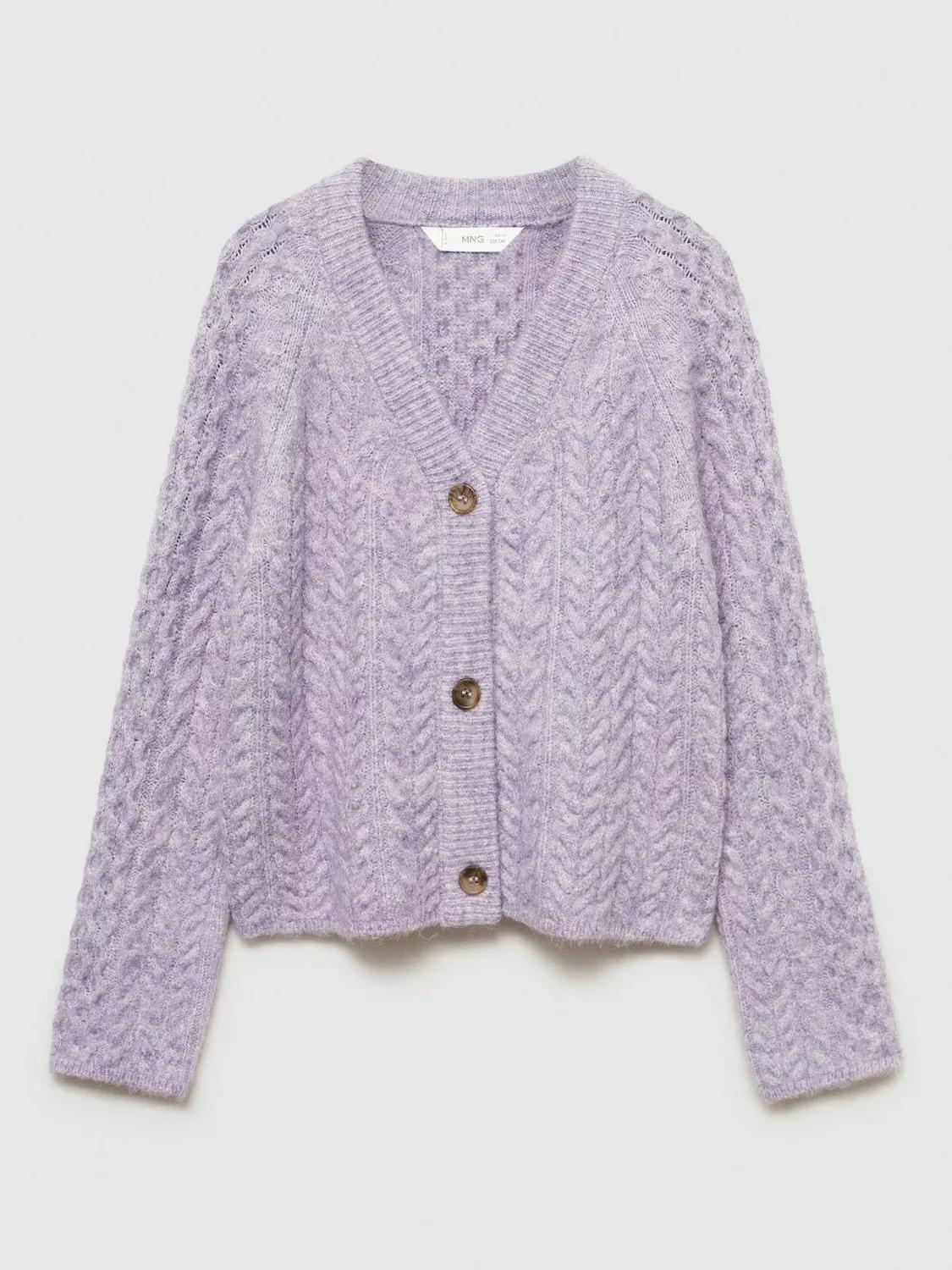 MANGO Kids' Tilly Knitted Cardigan in Lt-pastel Purple | endource