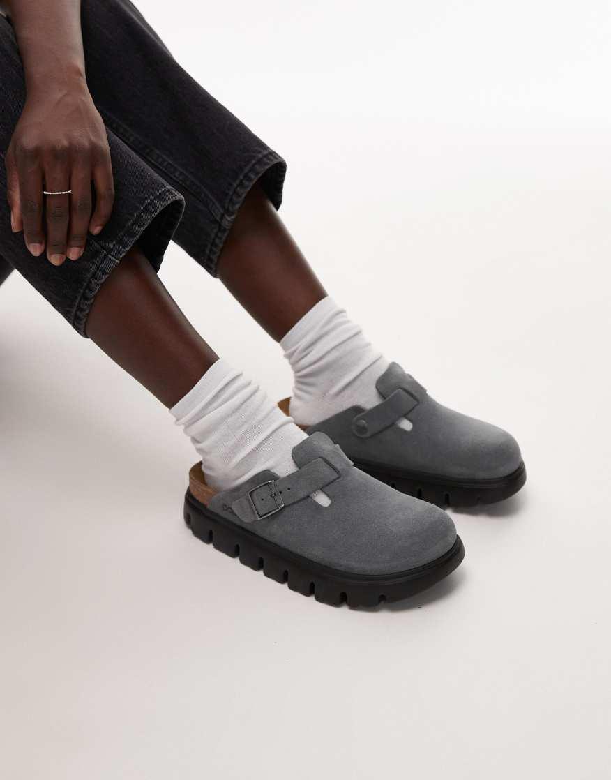 BIRKENSTOCK Papillio Boston Platform Clogs in GREY | endource