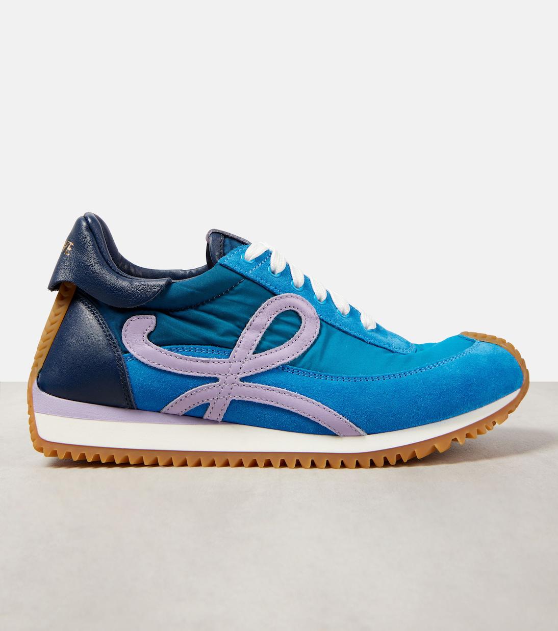 LOEWE Flow Runner 2.0 Suede-Trimmed Sneakers in Blue | endource