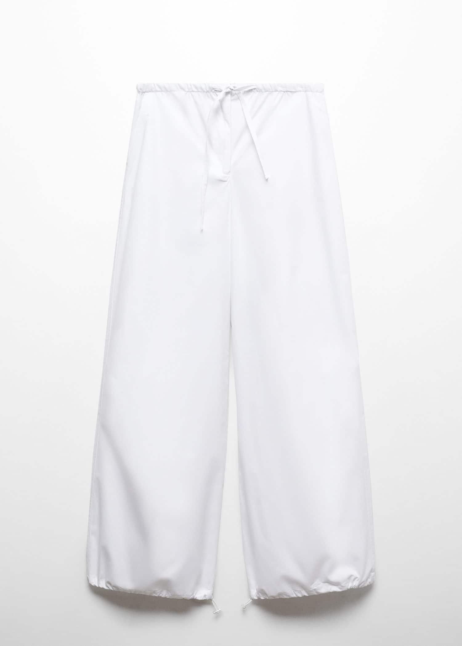MANGO Cotton Parachute Pants in White | endource