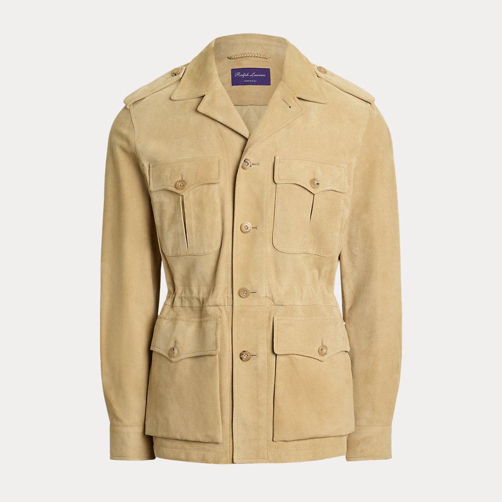 RALPH LAUREN PURPLE LABEL Hand-Tailored Suede Utility Jacket in Brown | endource