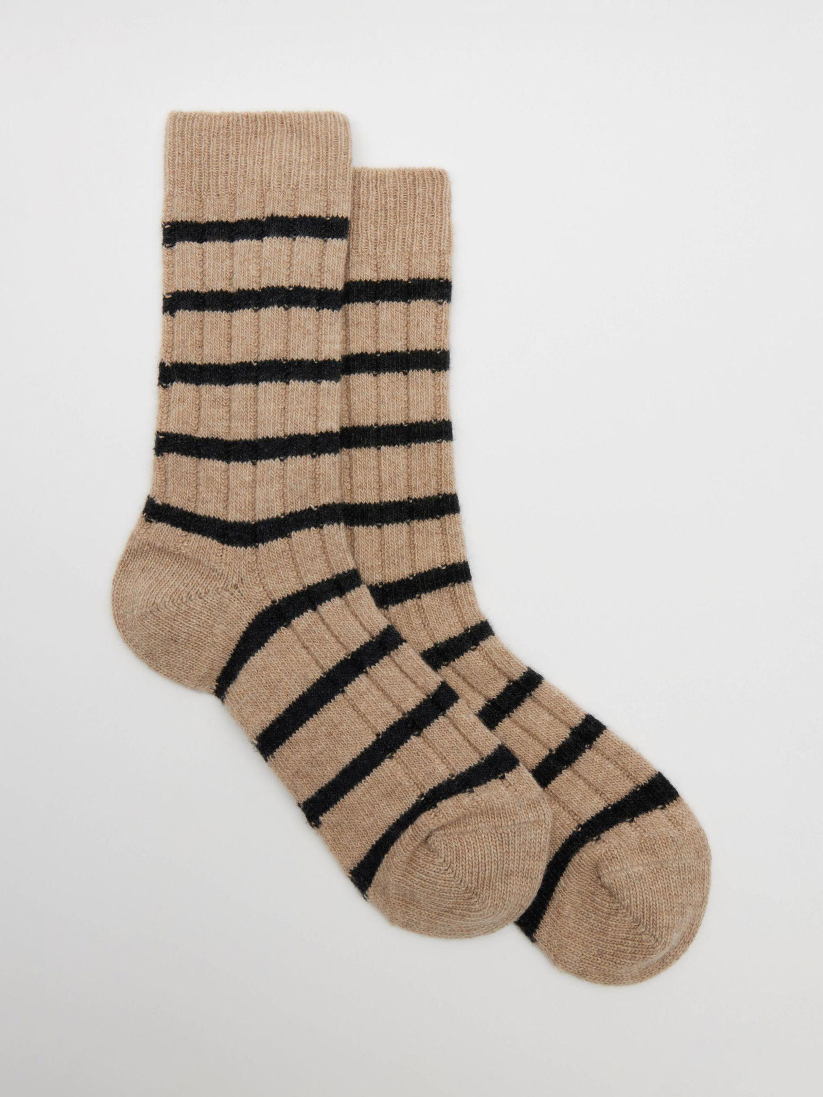 HUSH Wool Blend Stripe Socks in Oatmeal | endource