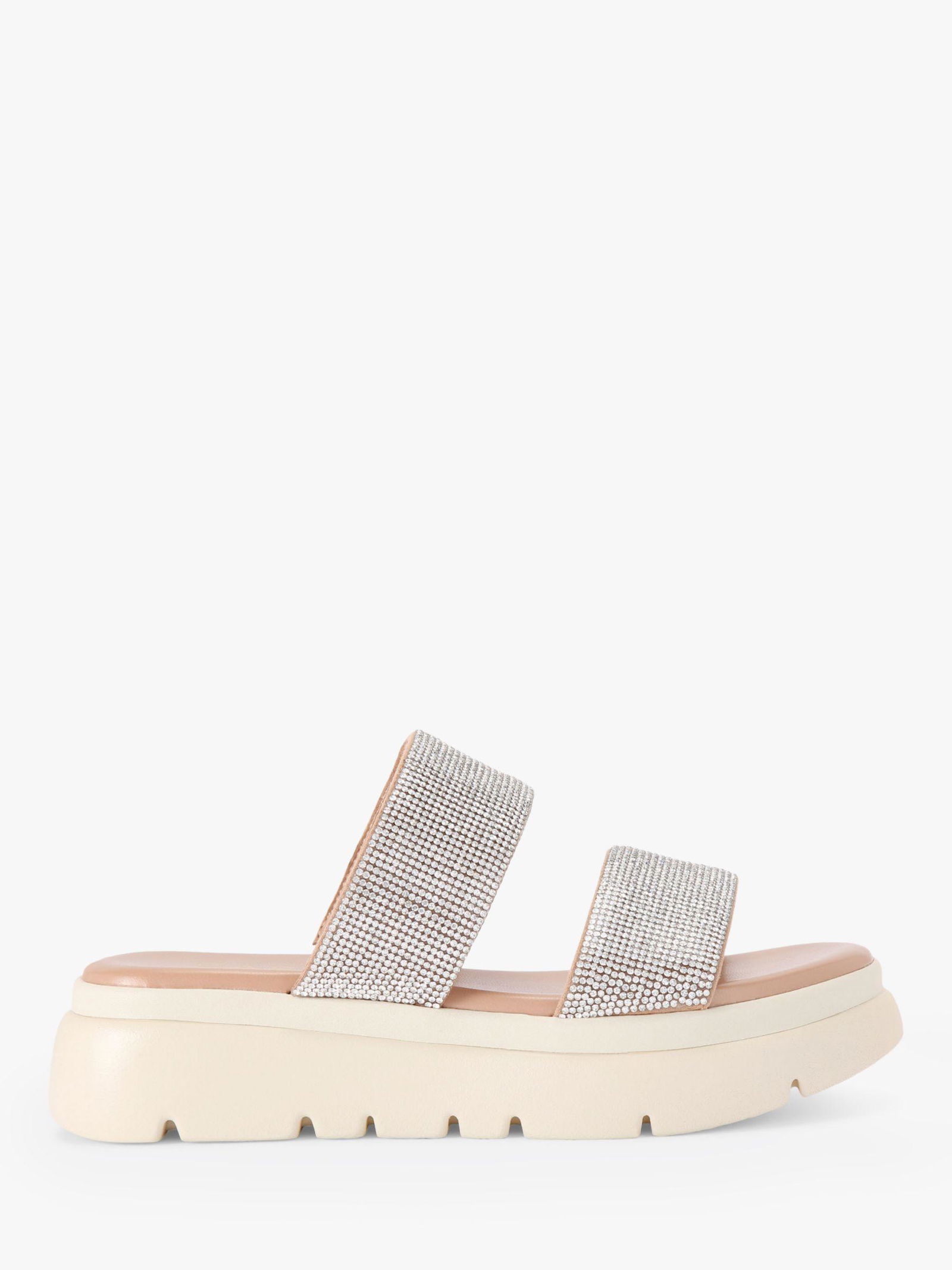 CARVELA Krypton Embellished Sliders in Silver | Endource