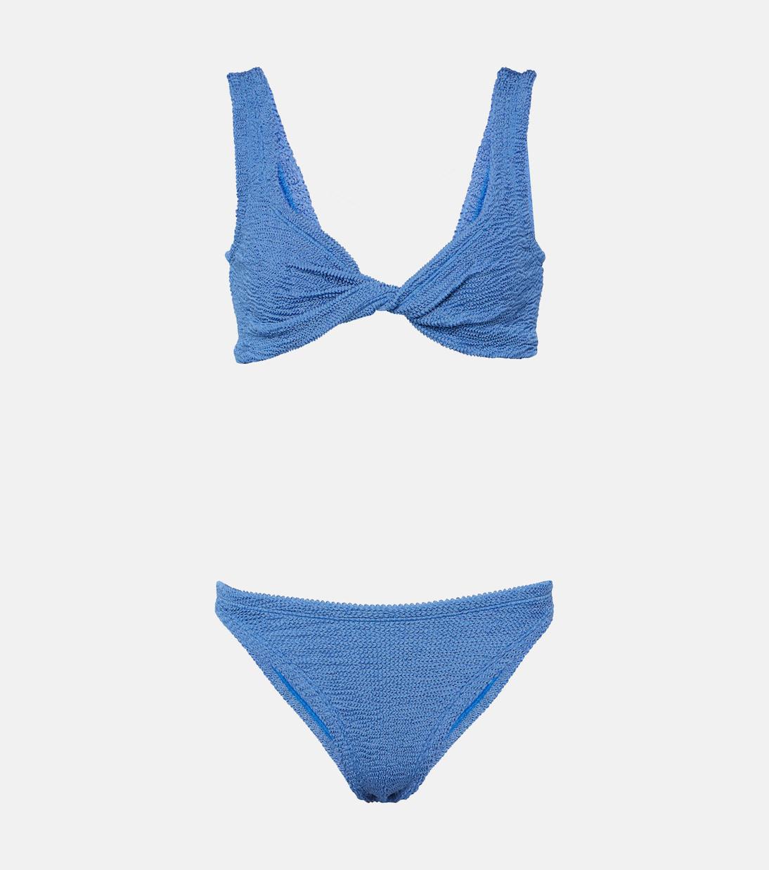 Hunza G Juno Twist Detail Bikini In Blue Endource