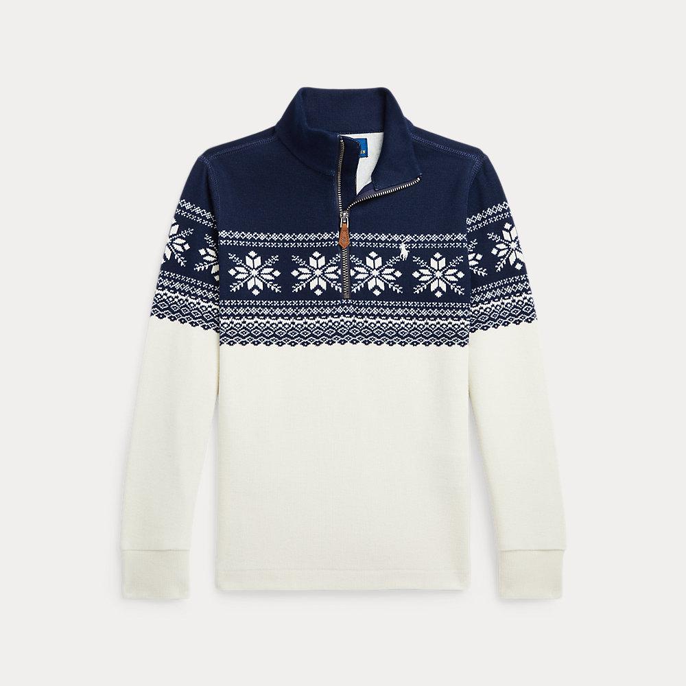RALPH LAUREN Snowflake Double-Knit Pullover in Blue | endource