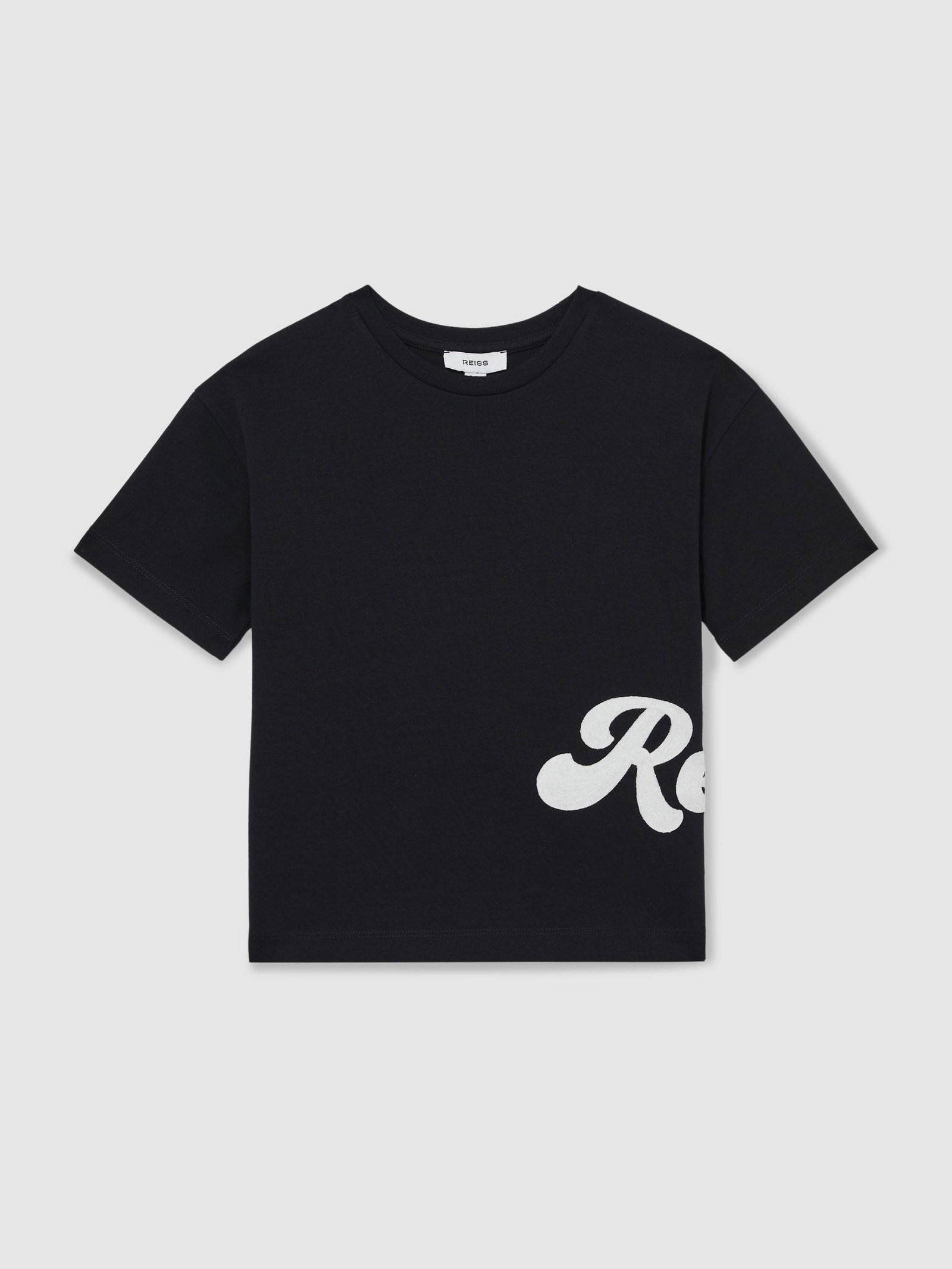REISS Cotton Script-Logo Oversized T-Shirt | endource