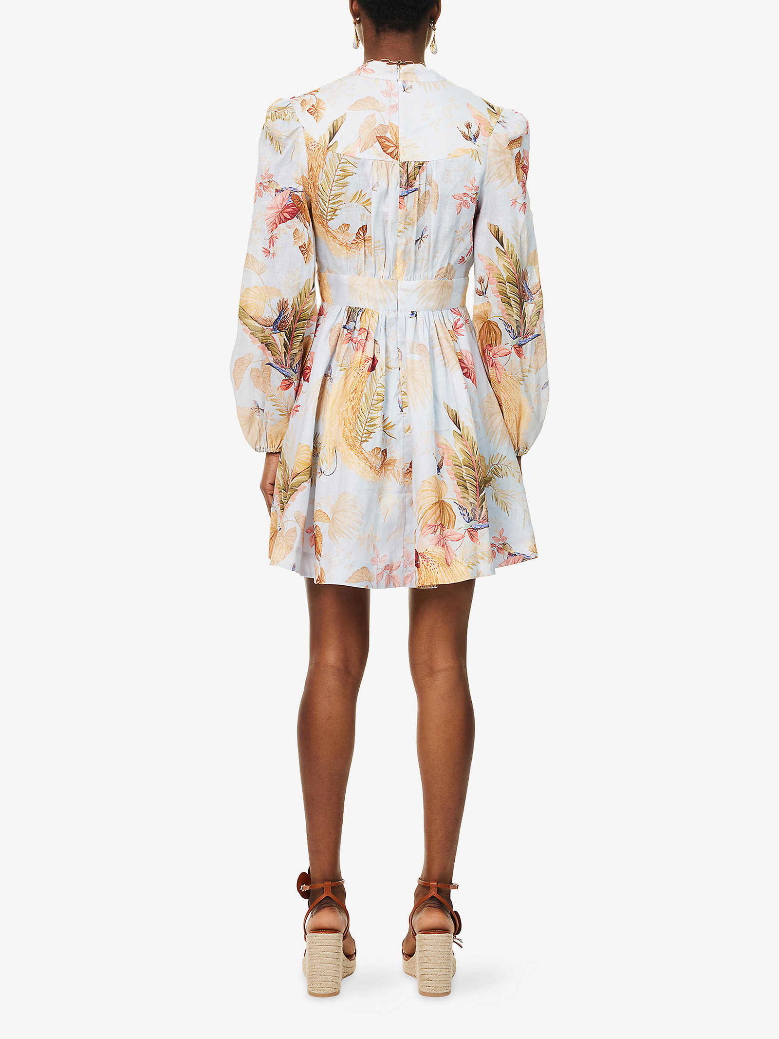 ZIMMERMANN Ascension Plunge Linen Mini Dress | endource