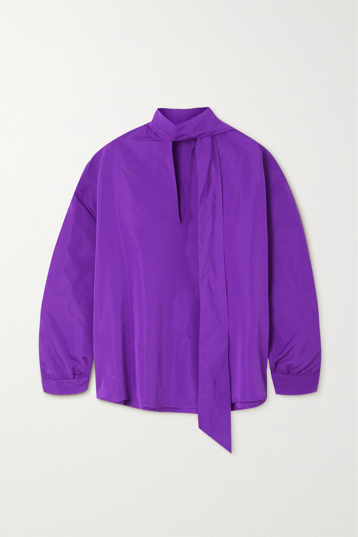 VALENTINO GARAVANI Tie-Detailed Cotton-Blend Faille Blouse | endource