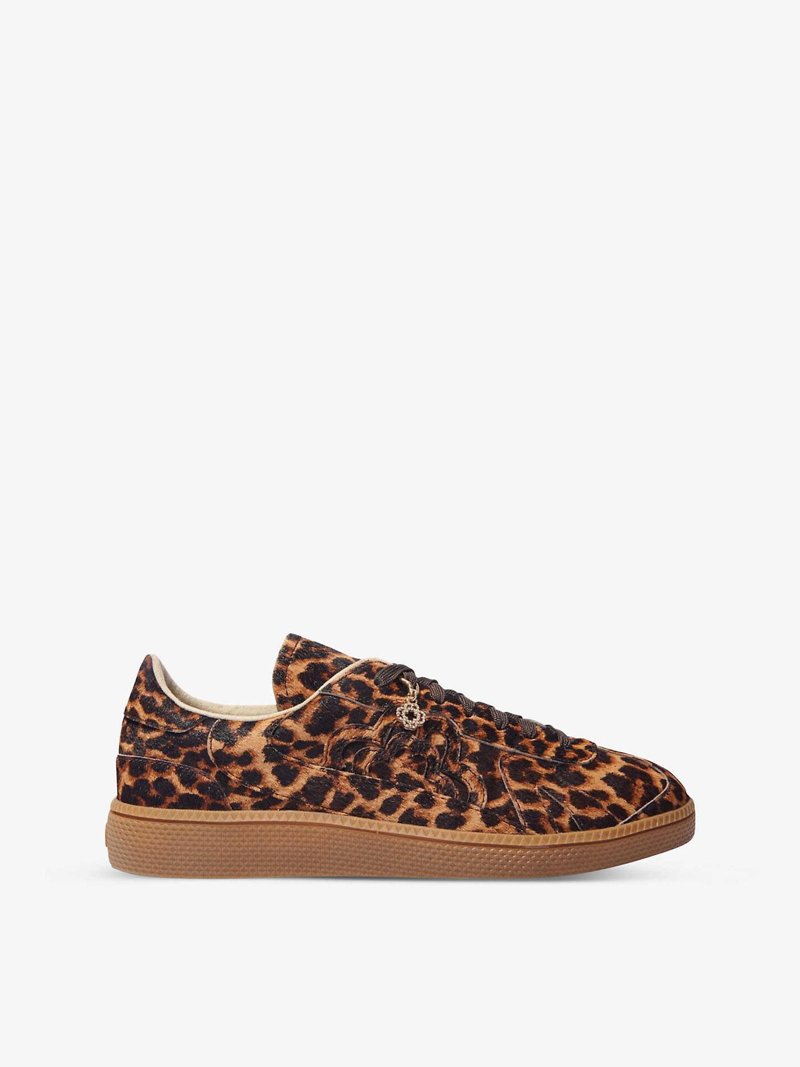 MAJE Leopard-Print Leather Low-Top Trainers in MARRON/BROWN | endource