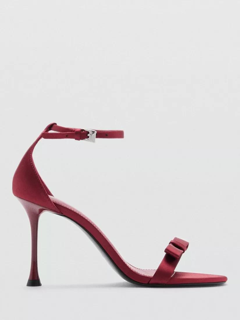 MANGO Cosmo Bow Detail Stiletto Heel Sandals in Red | endource