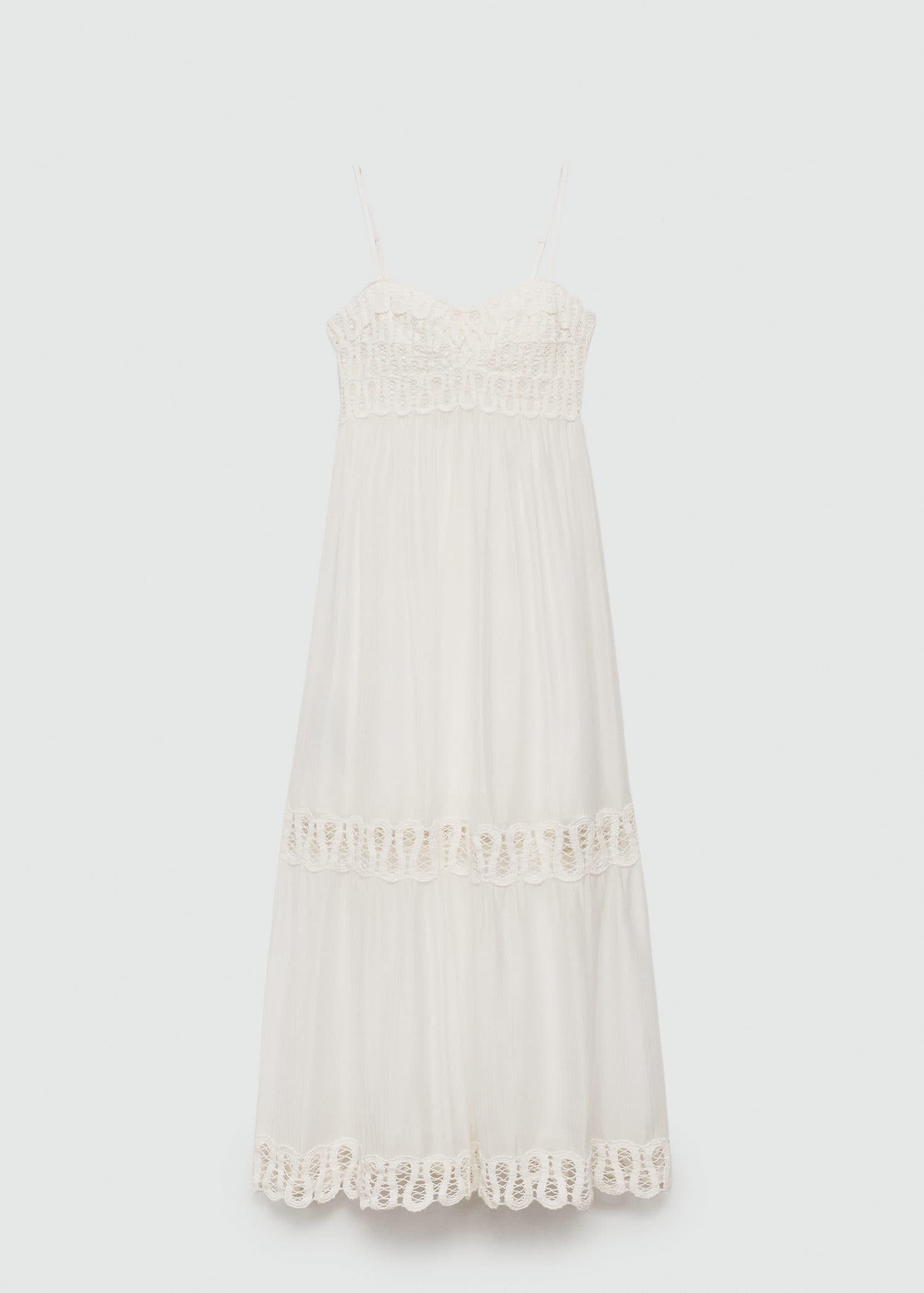 MANGO Embroidered Detail Dress in Off White | endource