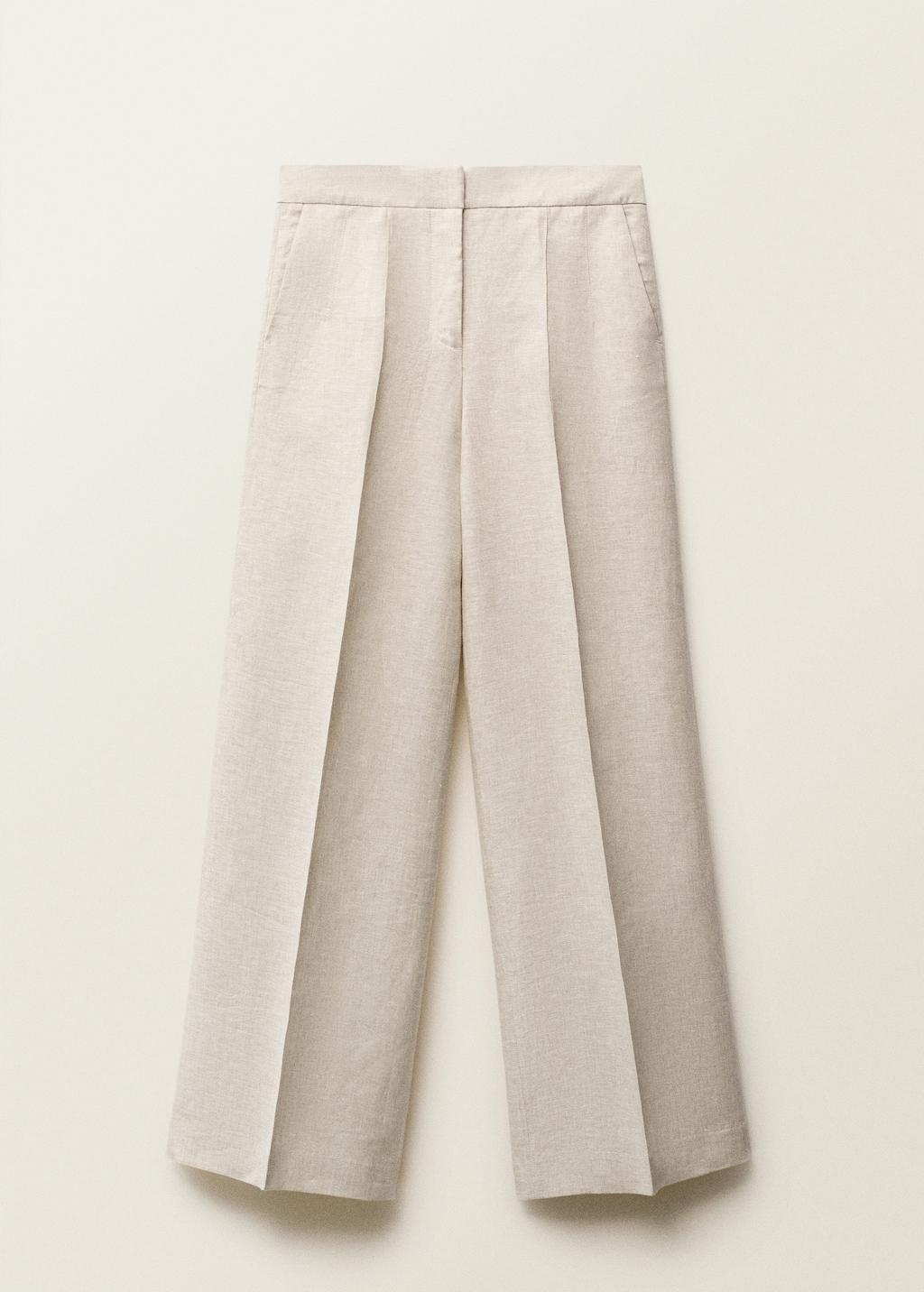 MANGO Linen Suit Trousers in Light/Pastel Grey | endource