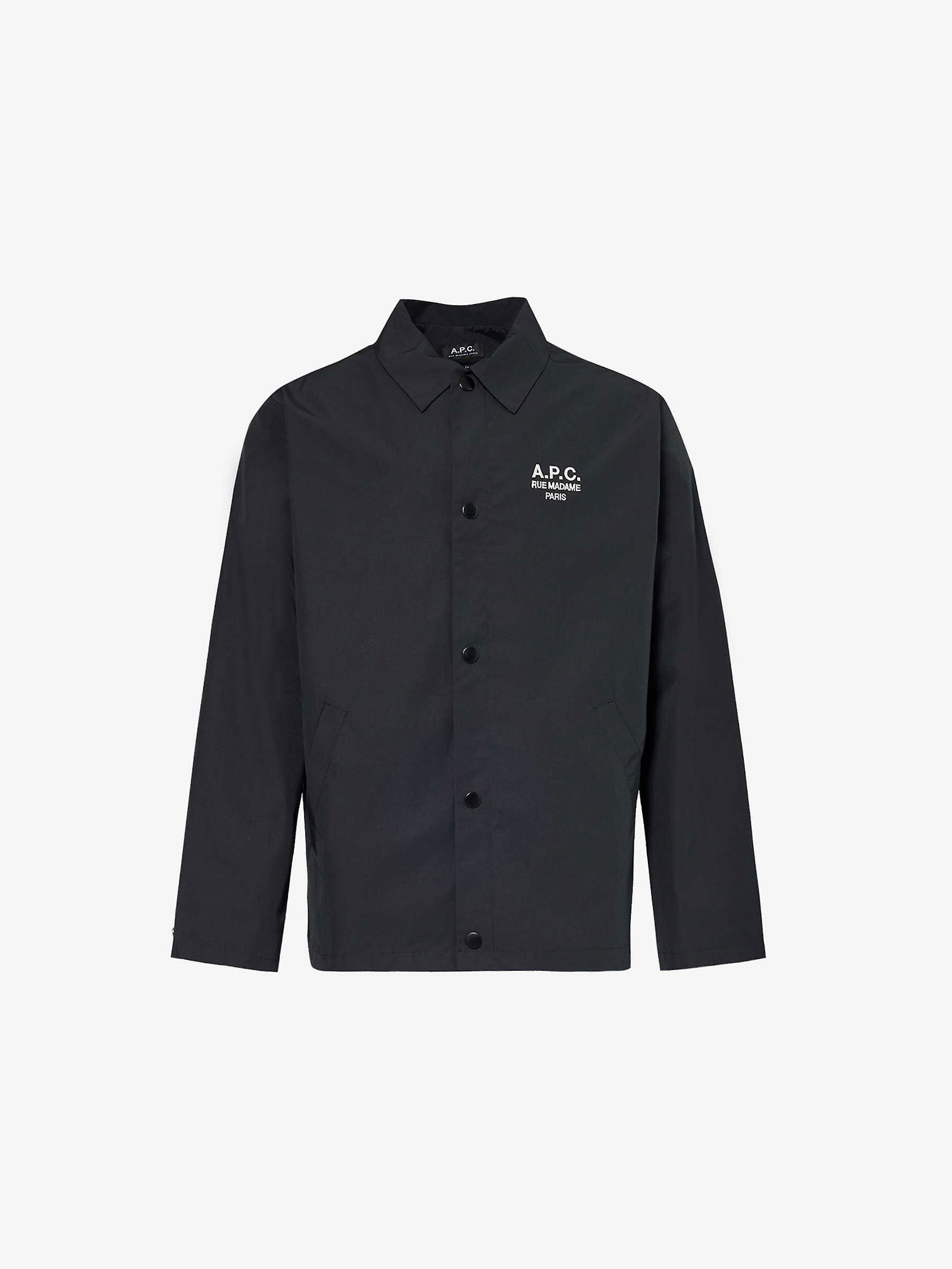A.P.C. Regis Chore Logo-Embroidered Woven Jacket in BLACK | endource