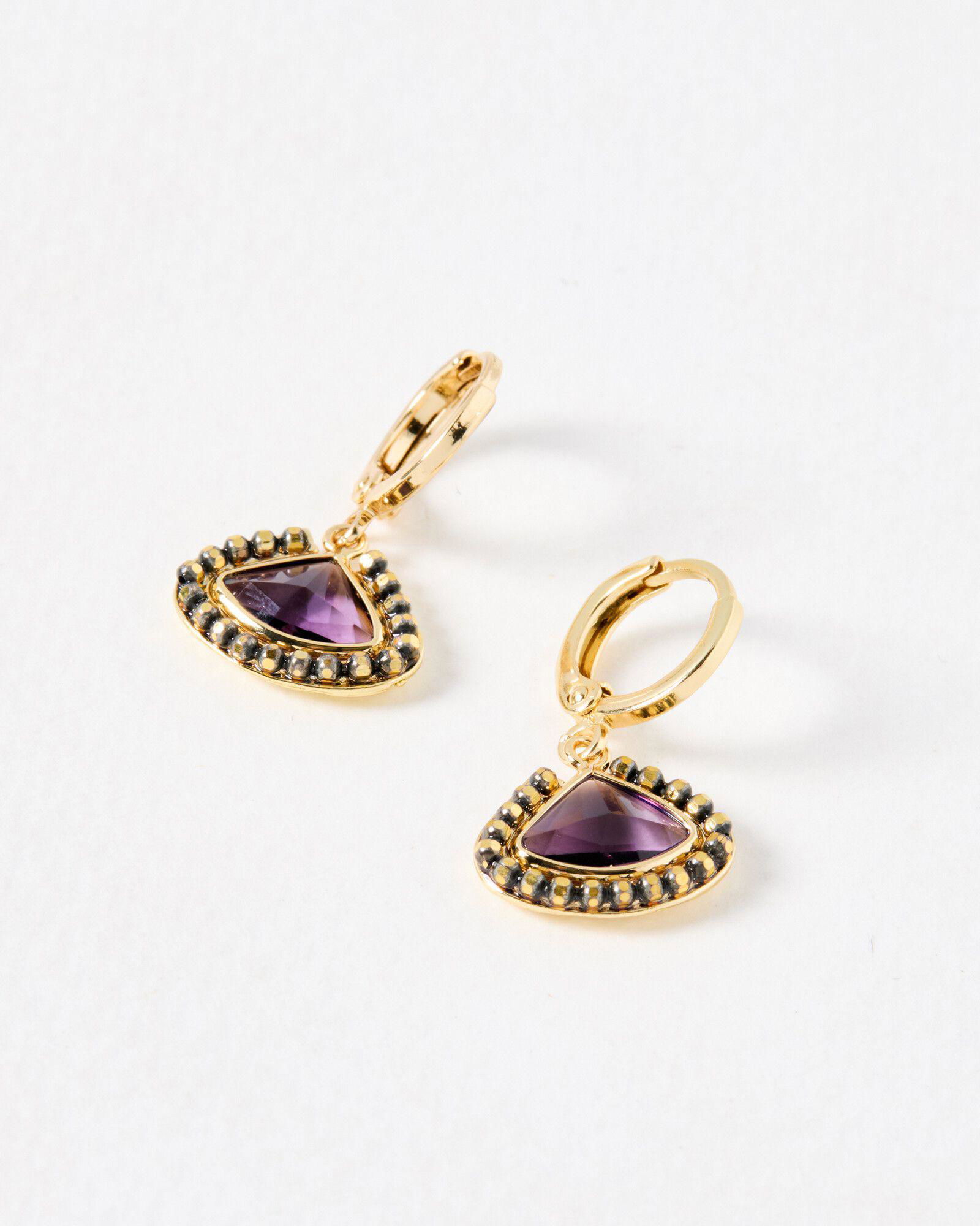 OLIVER BONAS Carley Triangular Stone Drop Earrings in Gold | endource
