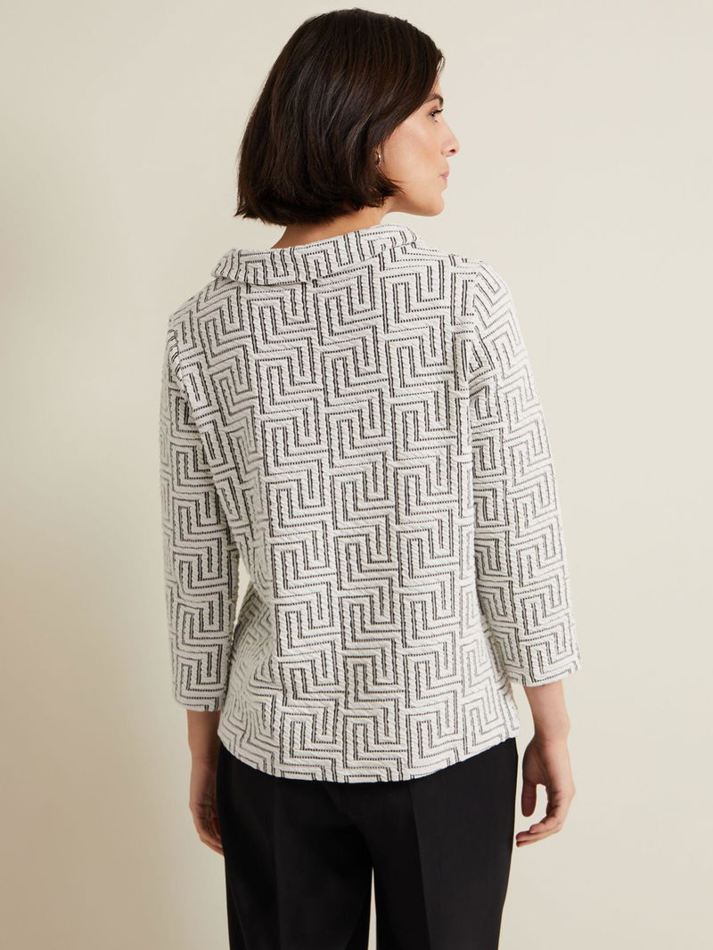 PHASE EIGHT Rena Textured Top in Ivory/Black | endource