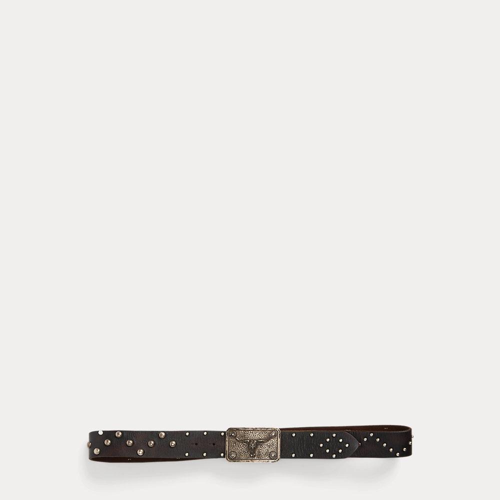 RALPH LAUREN RRL Studded Leather Belt in Brown | endource