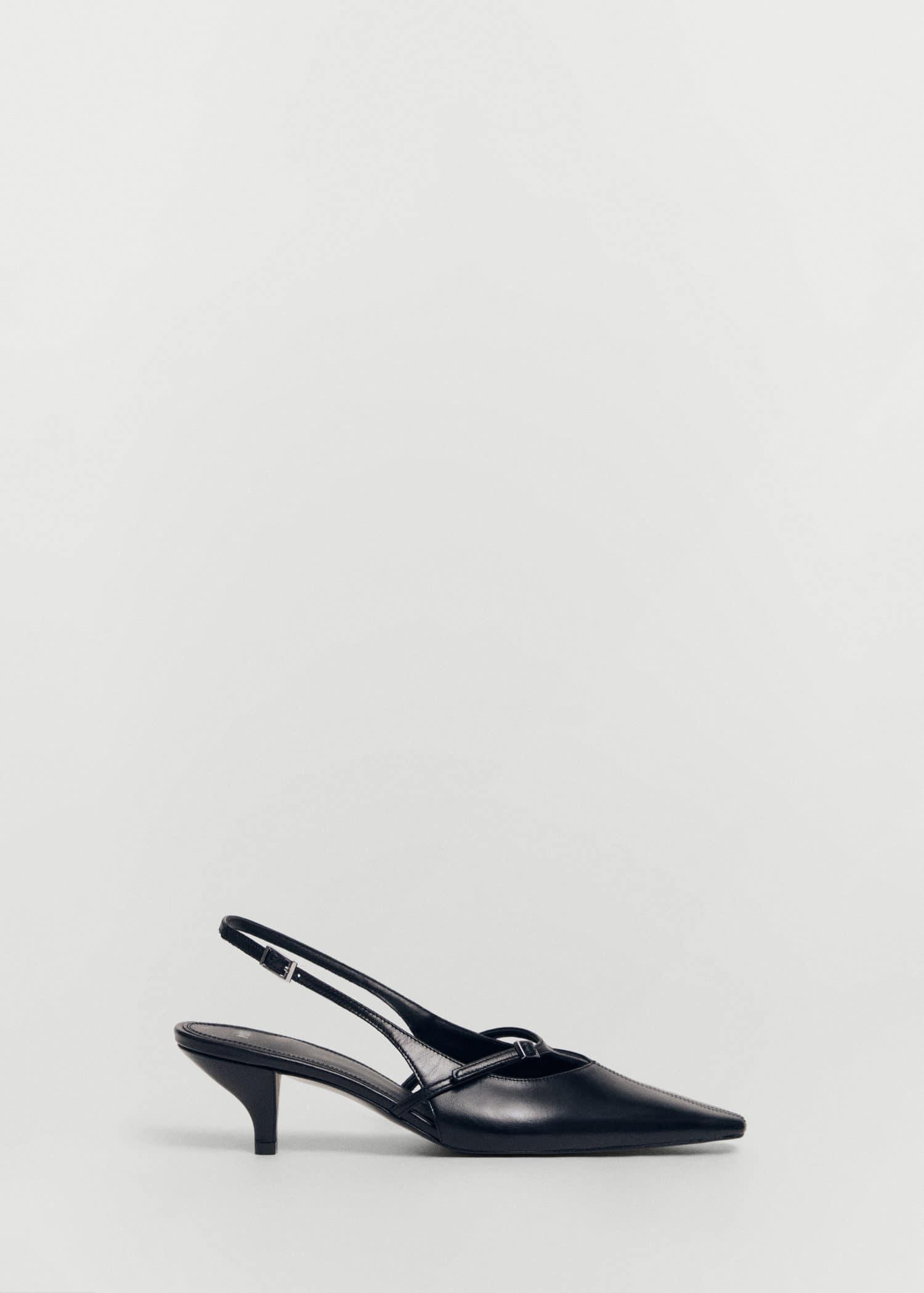 MANGO Leather Heeled Slingback Shoes With Buckles | endource