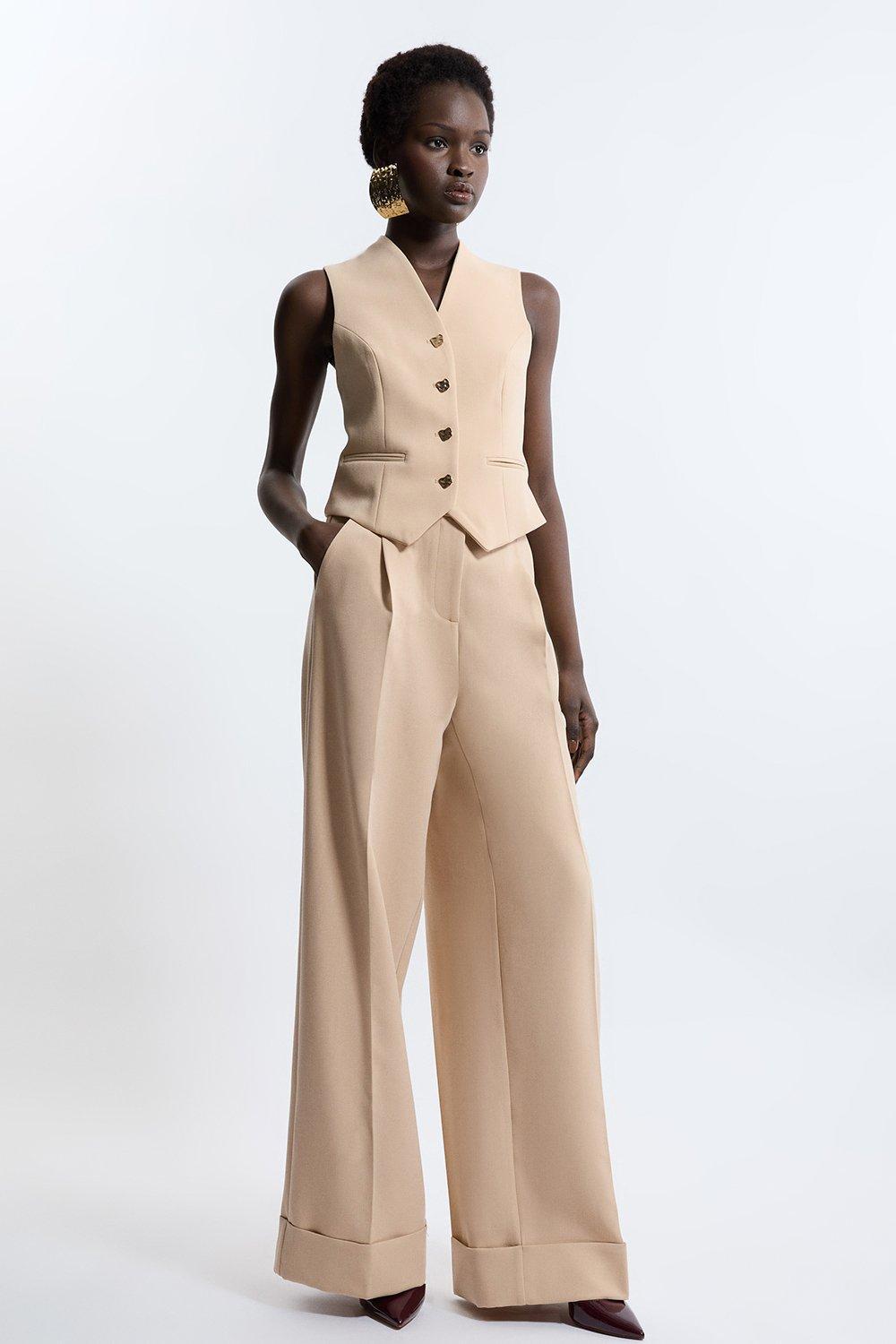KAREN MILLEN Essential Tailored Suit Set in Beige | endource