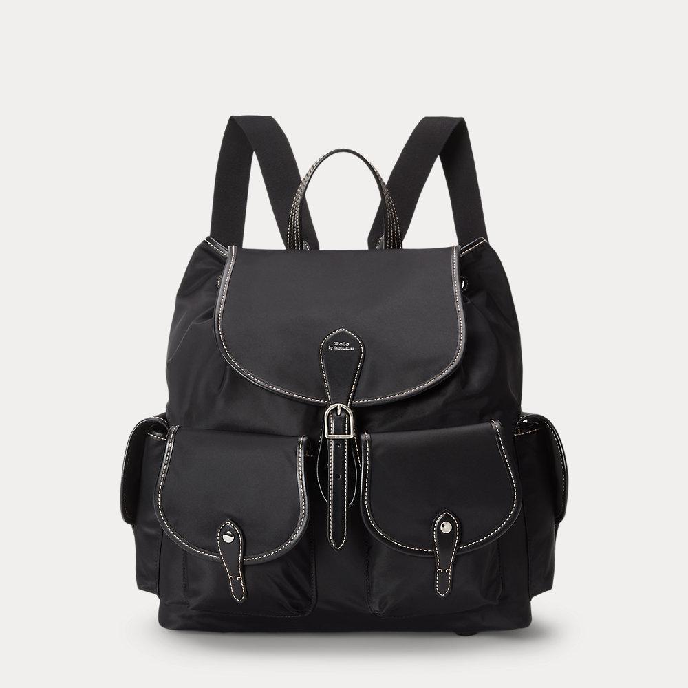 POLO RALPH LAUREN Leather-Trim Nylon Bellport Backpack in Black | endource