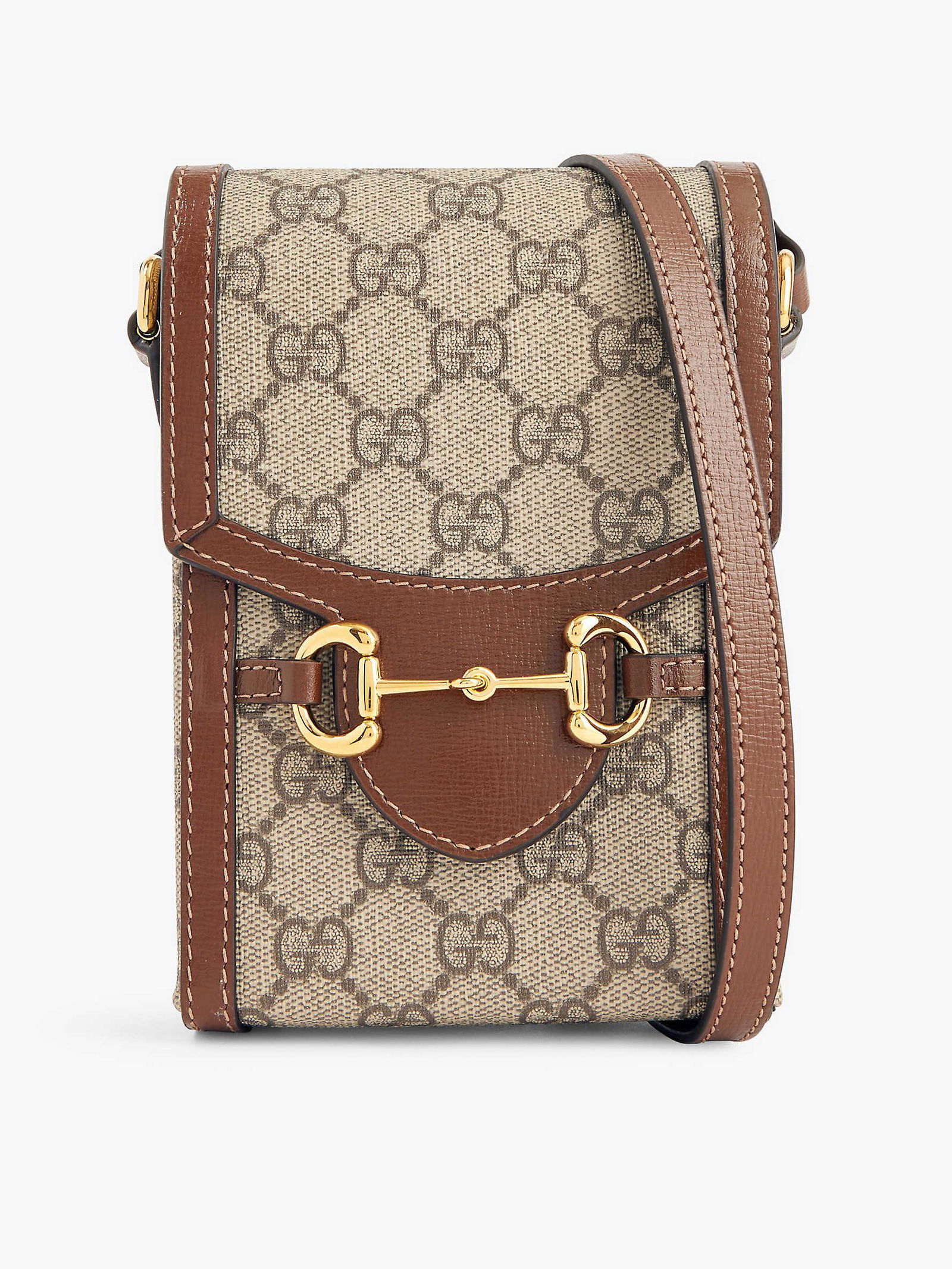 GUCCI Monogram-Print Horsebit-Embellished Coated-Canvas Cross-Body Bag ...