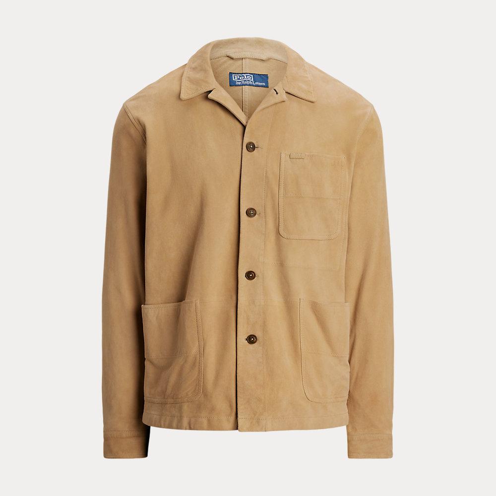 POLO RALPH LAUREN Suede Utility Jacket in Tan | endource