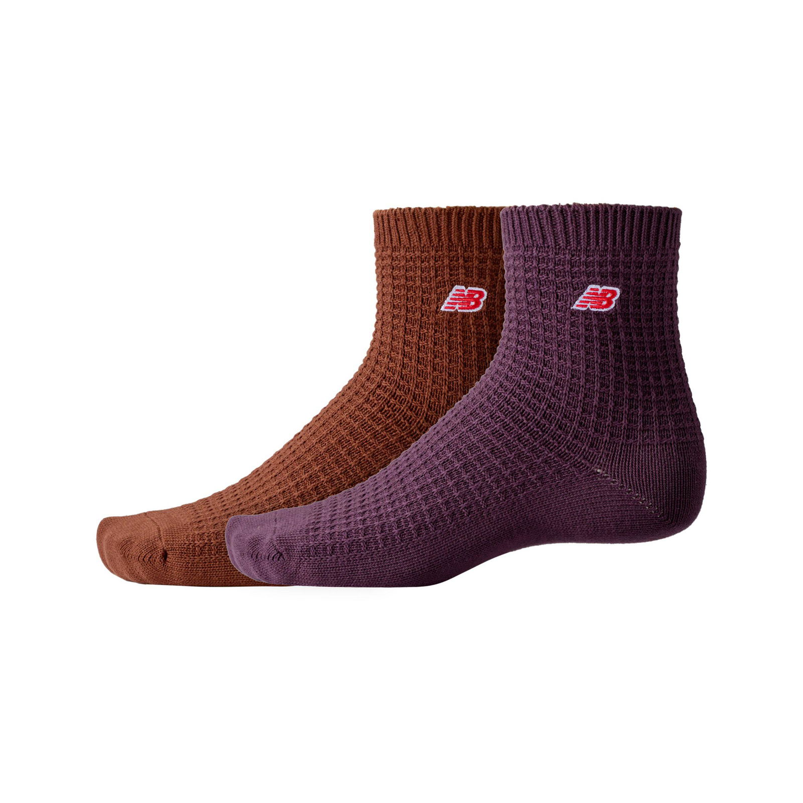 NEW BALANCE Waffle Knit Ankle Socks 2 Pack in Burgundy/Purple | endource