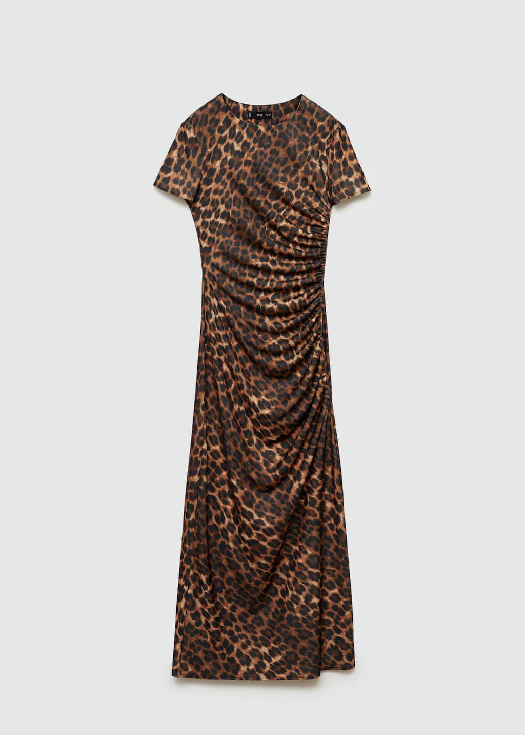 MANGO Leopard Dress With Ruffled Details in Brown | endource