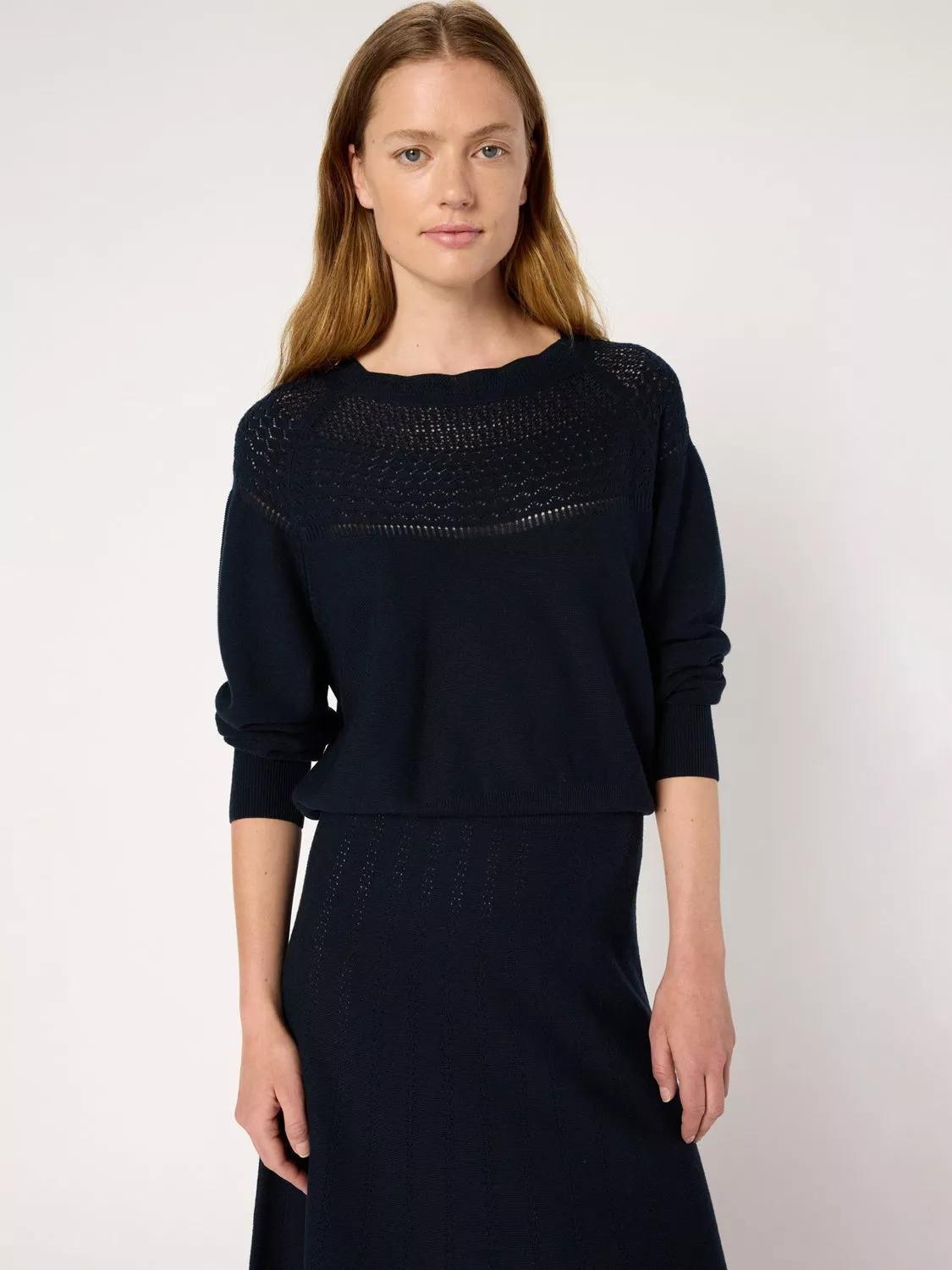 Gerard Darel Eleo Pointelle Yoke Jumper, Navy | endource