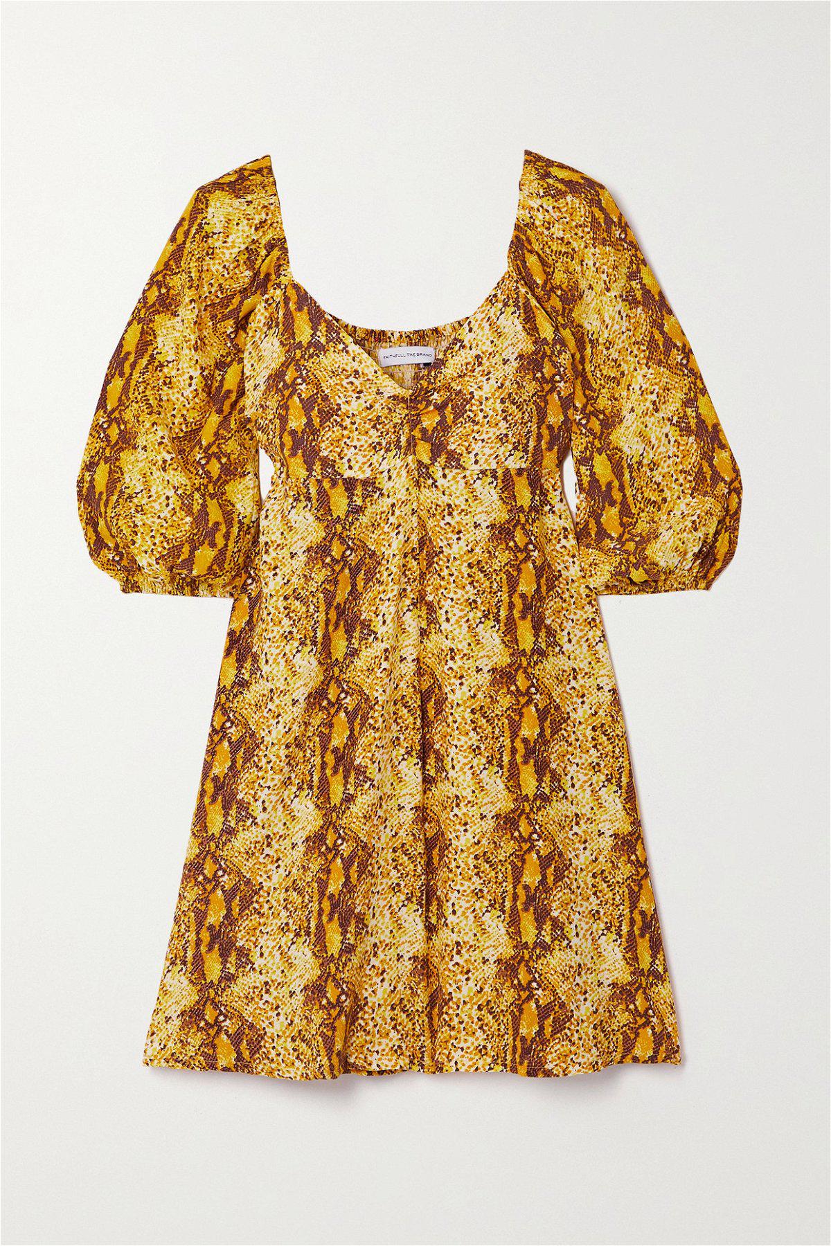 FAITHFULL Martine Snake-Print Crepe Mini Dress | endource