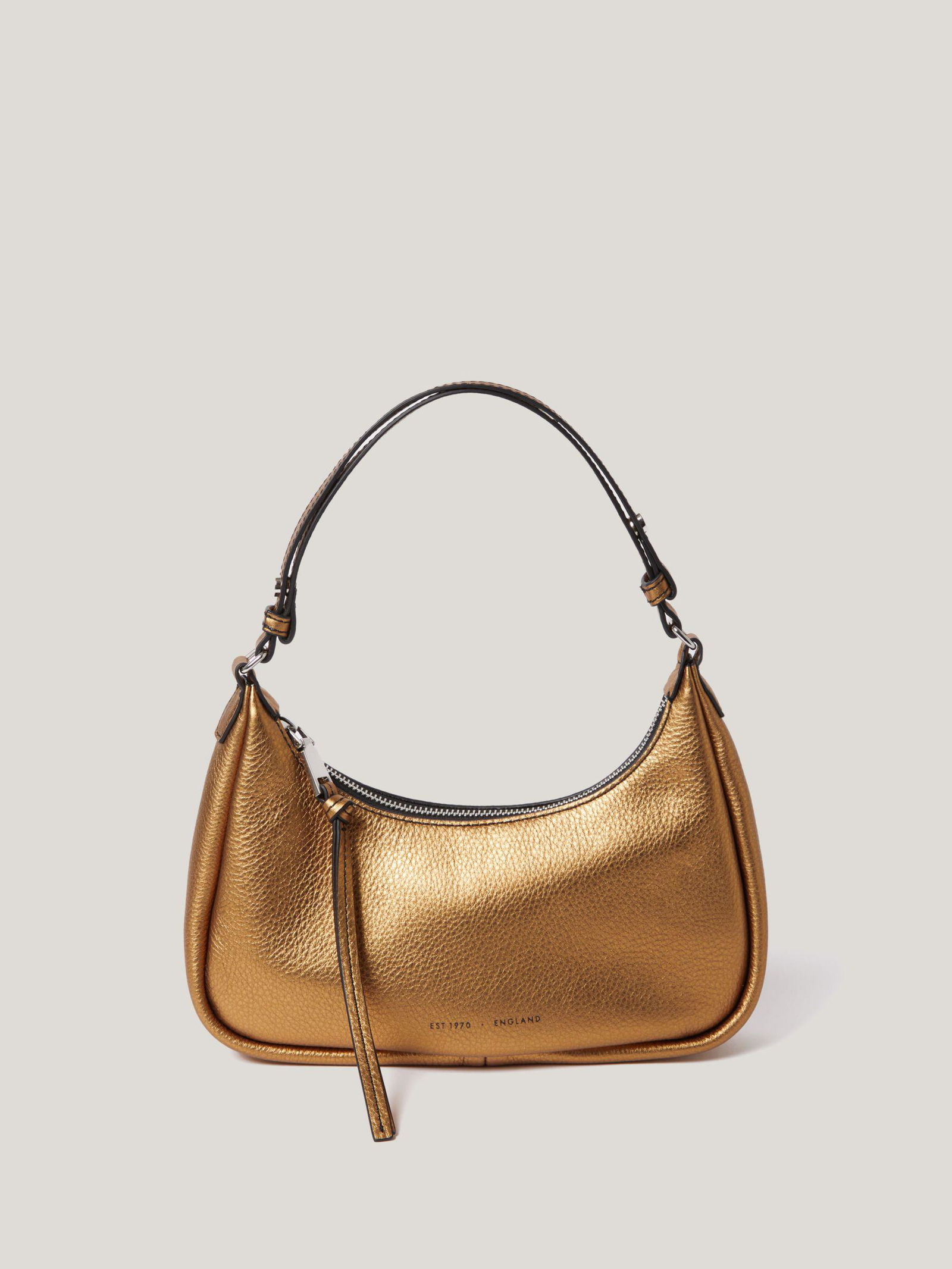 JIGSAW Crescent Leather Shoulder Bag in Copper | endource
