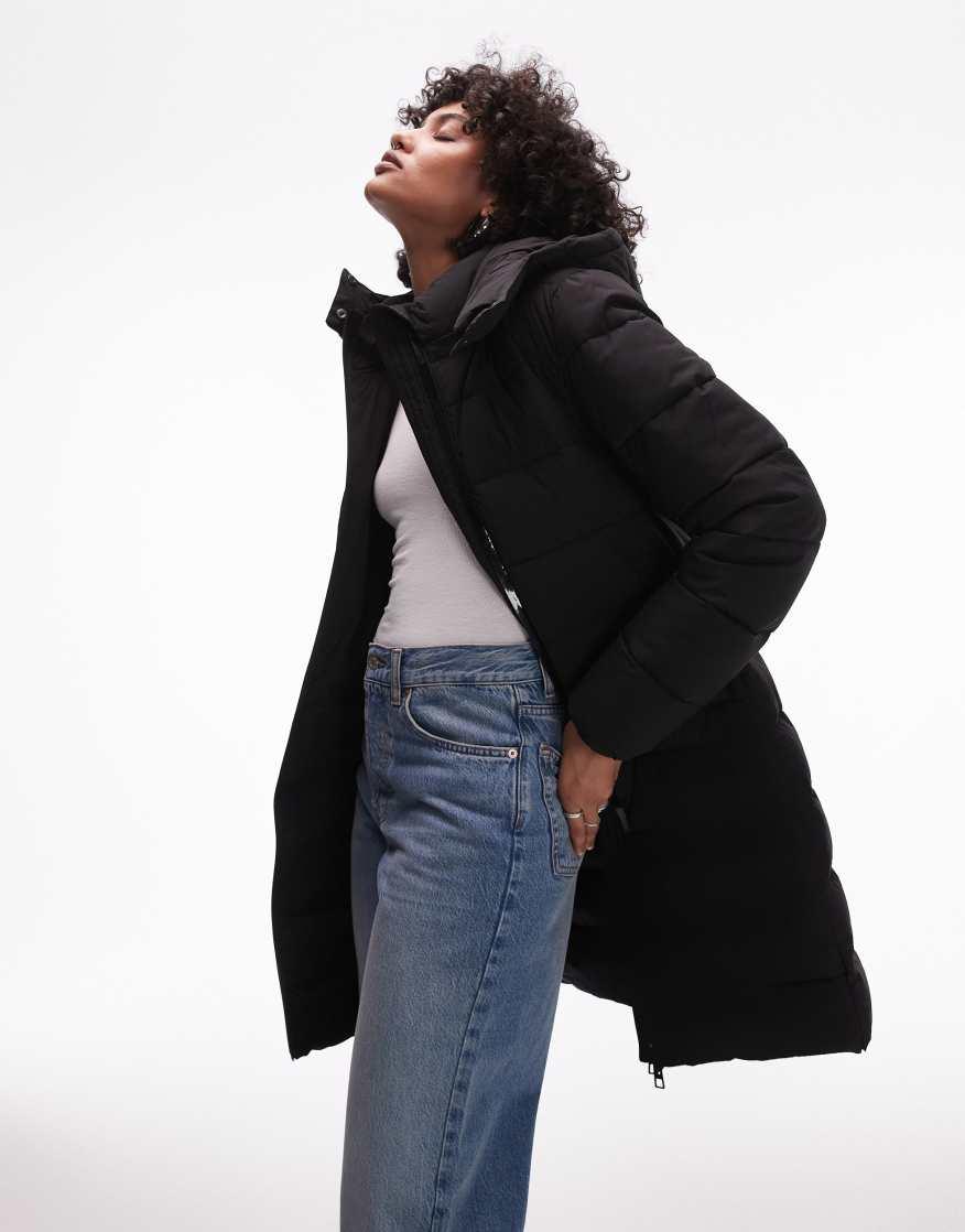 MANGO Hooded Puffer Jacket in BLACK | endource