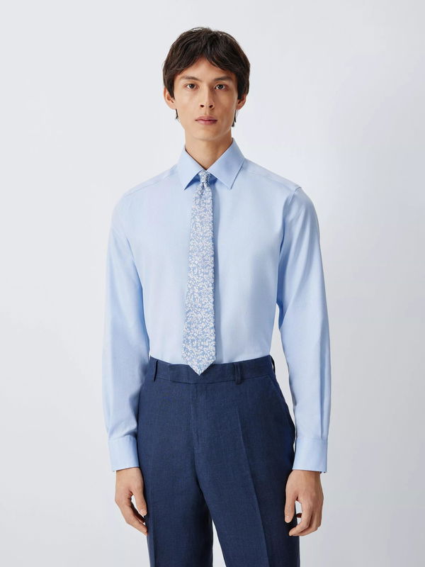 JOHN LEWIS Leaf Silk Tie, Light Blue | endource