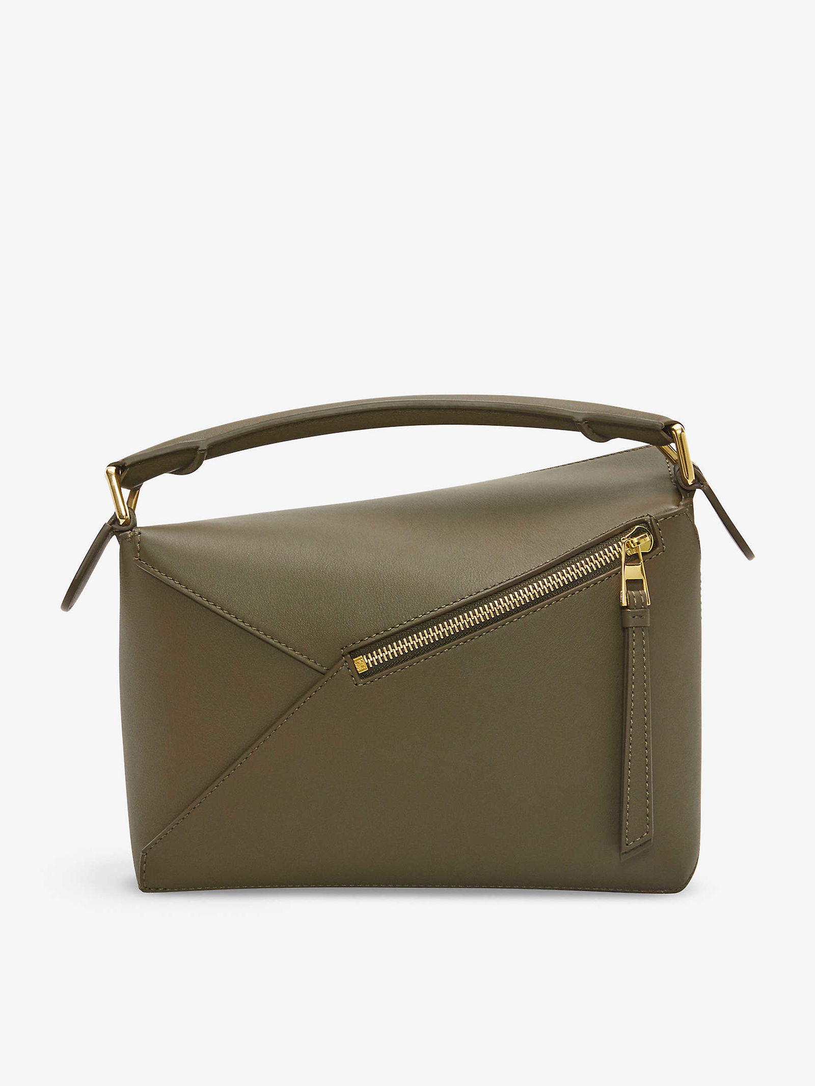 LOEWE Puzzle Edge Small Leather Cross-Body Bag in DARK KHAKI GREEN ...