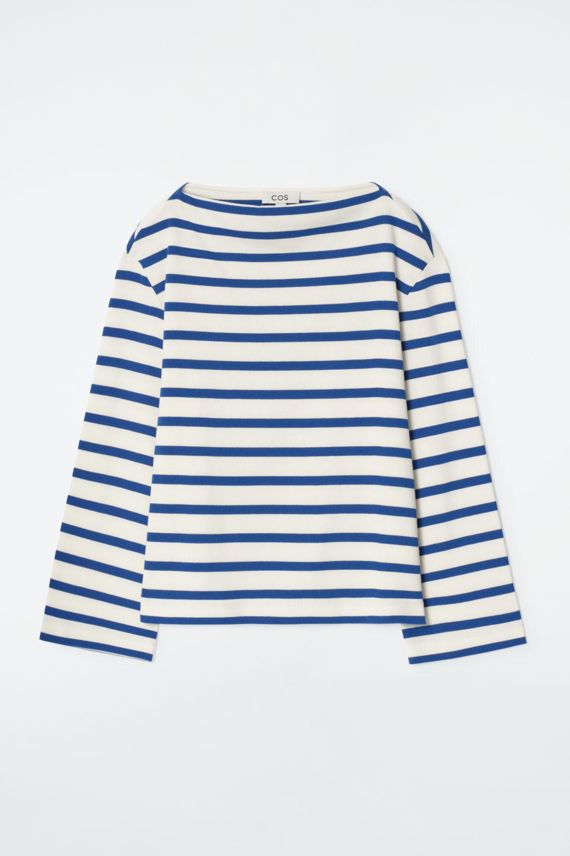 COS Striped Boat-Neck Top in WHITE / STRIPED | endource
