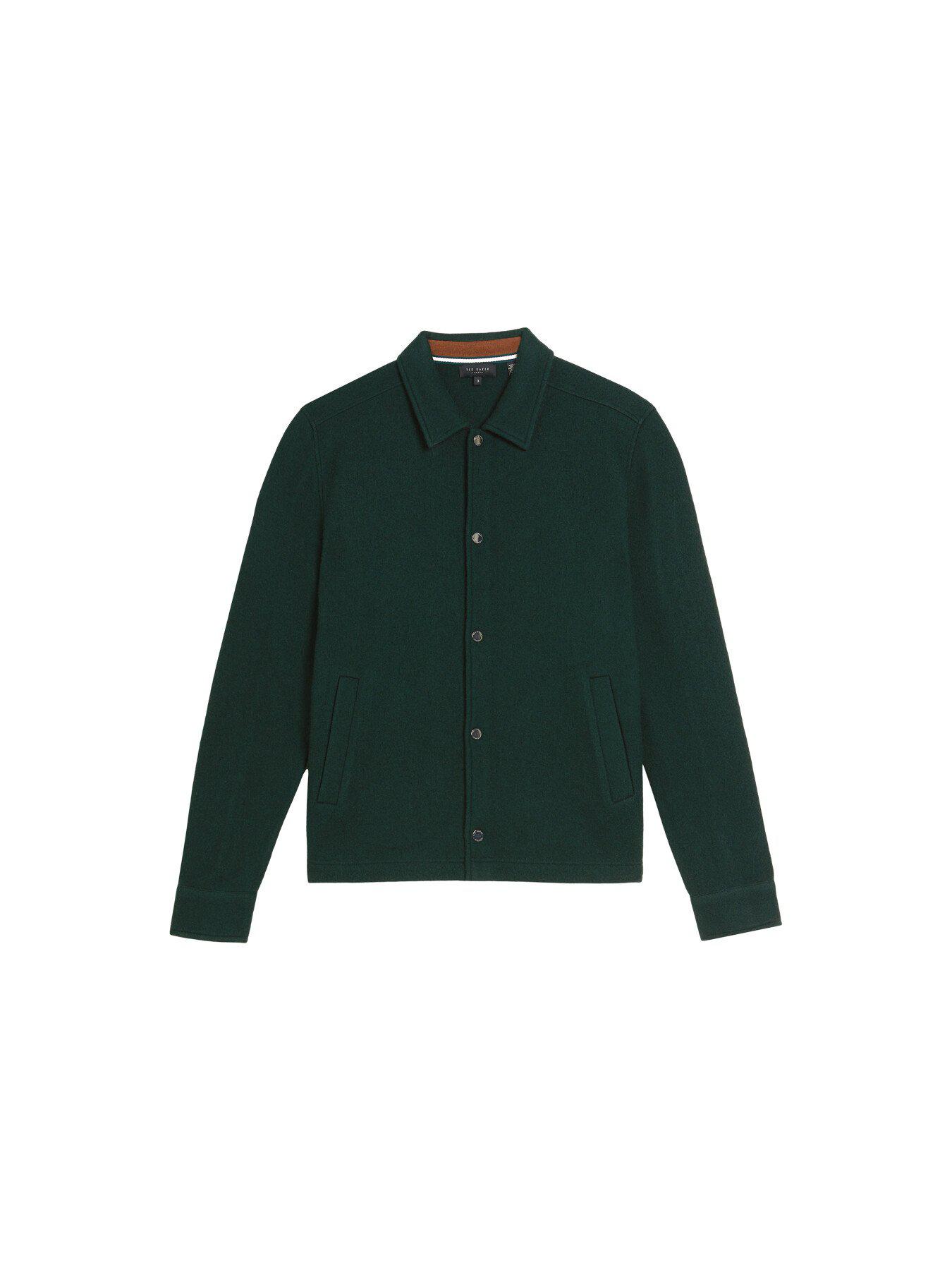 TED BAKER Eason Button Through Wool Jacket in DK-GREEN | Endource
