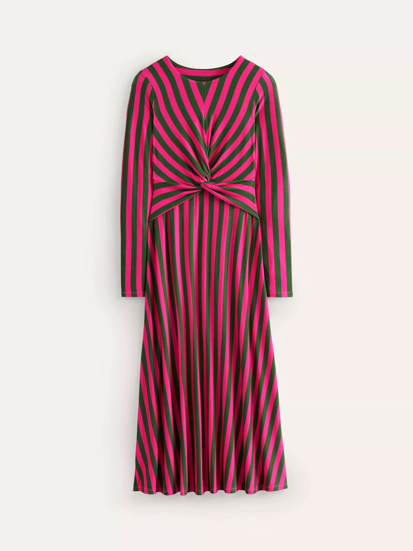 BODEN Stripe Twisted Waist Dress in Pink/Glade | endource