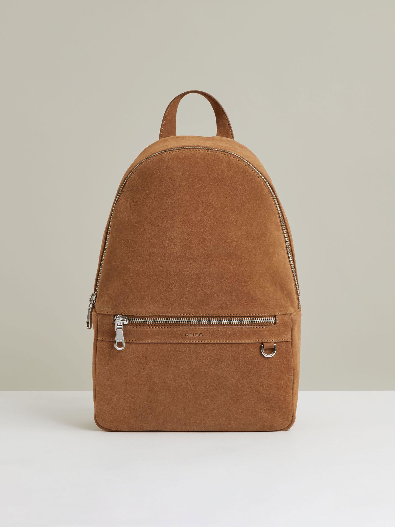 REISS Suede Backpack in Light Tan | endource